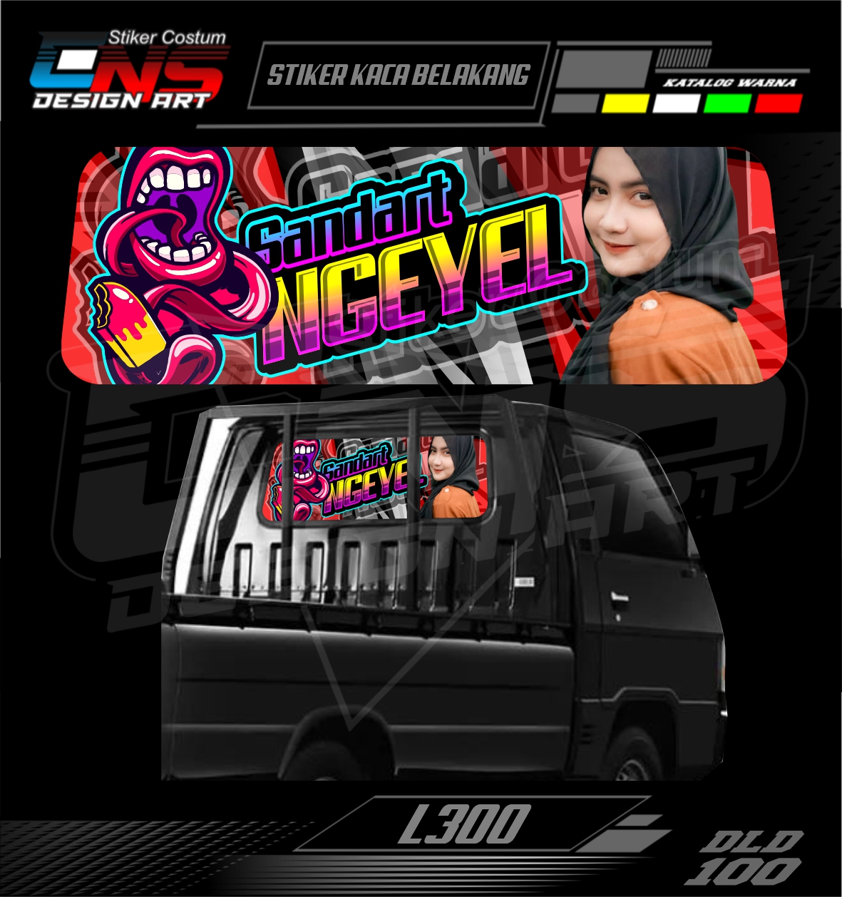 Stiker Kaca Belakang One Way STANDART NGEYEL L300 Pick Up Sticker Cewek ...