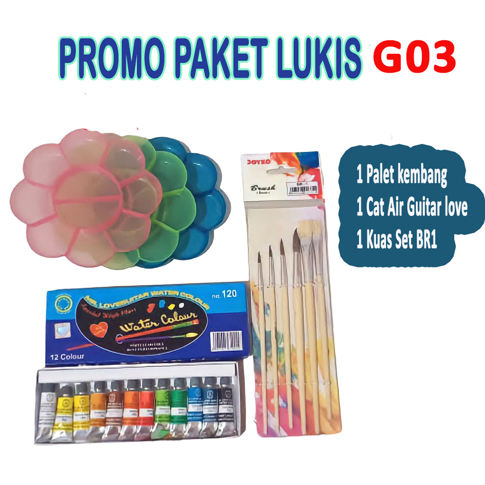 Paket Melukis G03 Kuas Lukis Cat Air Palet | Lazada Indonesia