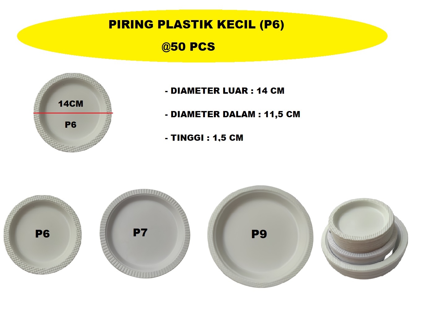 PIRING PLASTIK KECIL PIRING ACARA PIRING MAKAN PIRING PESTA UKURAN 6 ...