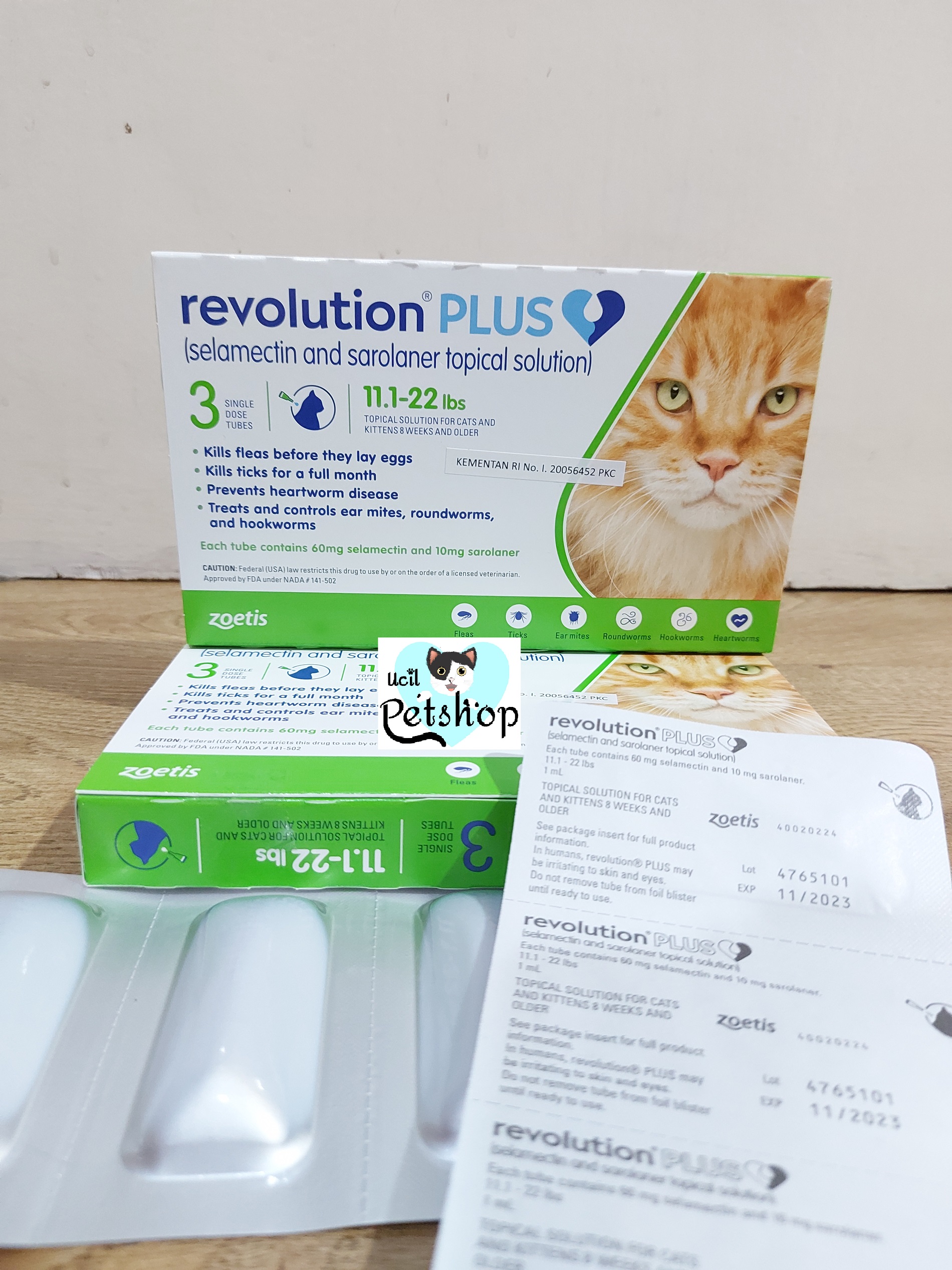 Revolution Plus Green Obat Cacing / Obat Kutu Kucing Berat Badan 5kg s/d 10kg | Lazada Indonesia