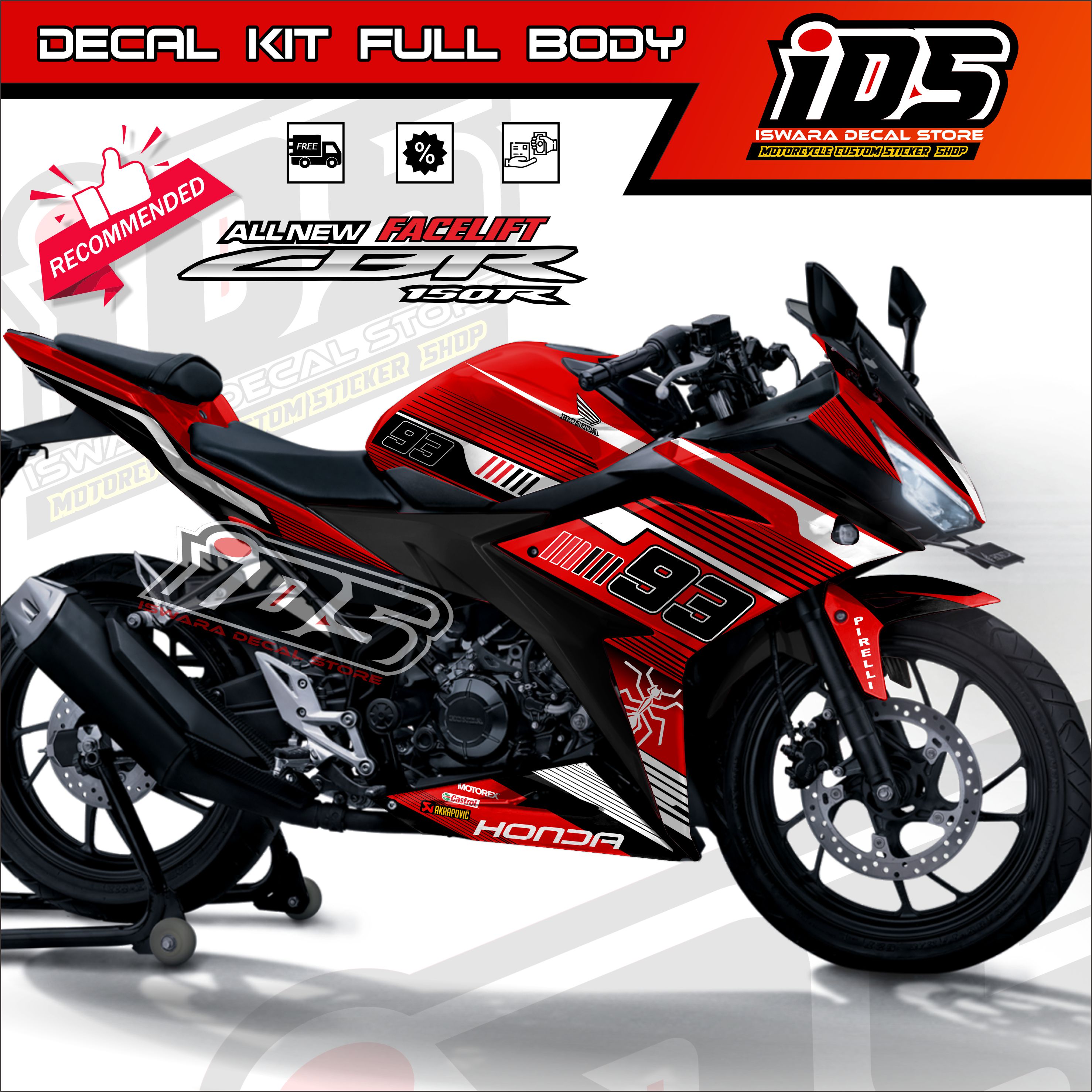 Stiker Decal Cbr 150R Facelift Full Body Variasi Striping Cbr 150R ...