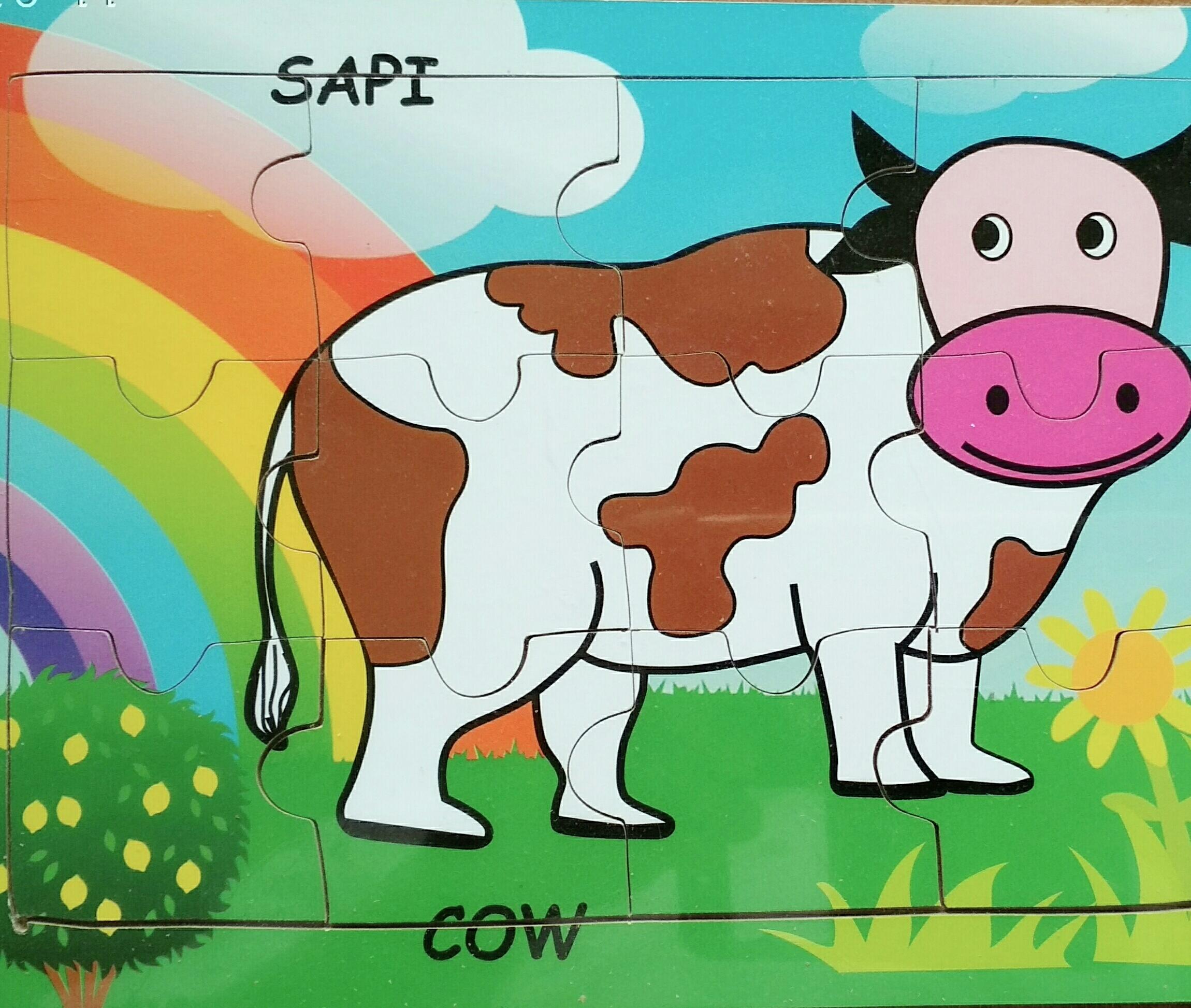 MAINAN EDUKASI PUZZLE KAYU PAJEL KAYU PUZEL KAYU PAZEL KAYU HEWAN SAPI ...