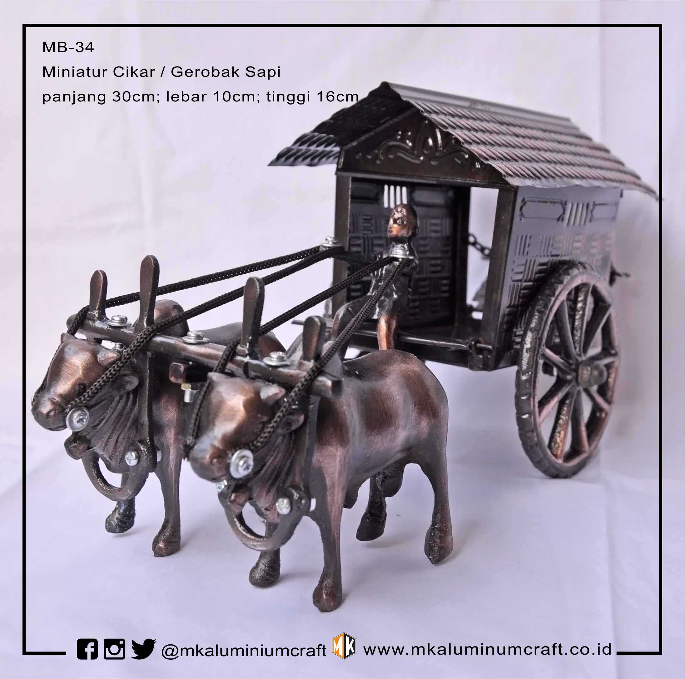 Miniatur Cikar - Miniatur Gerobak Sapi Kuno - MK Aluminium - MB 34 ...