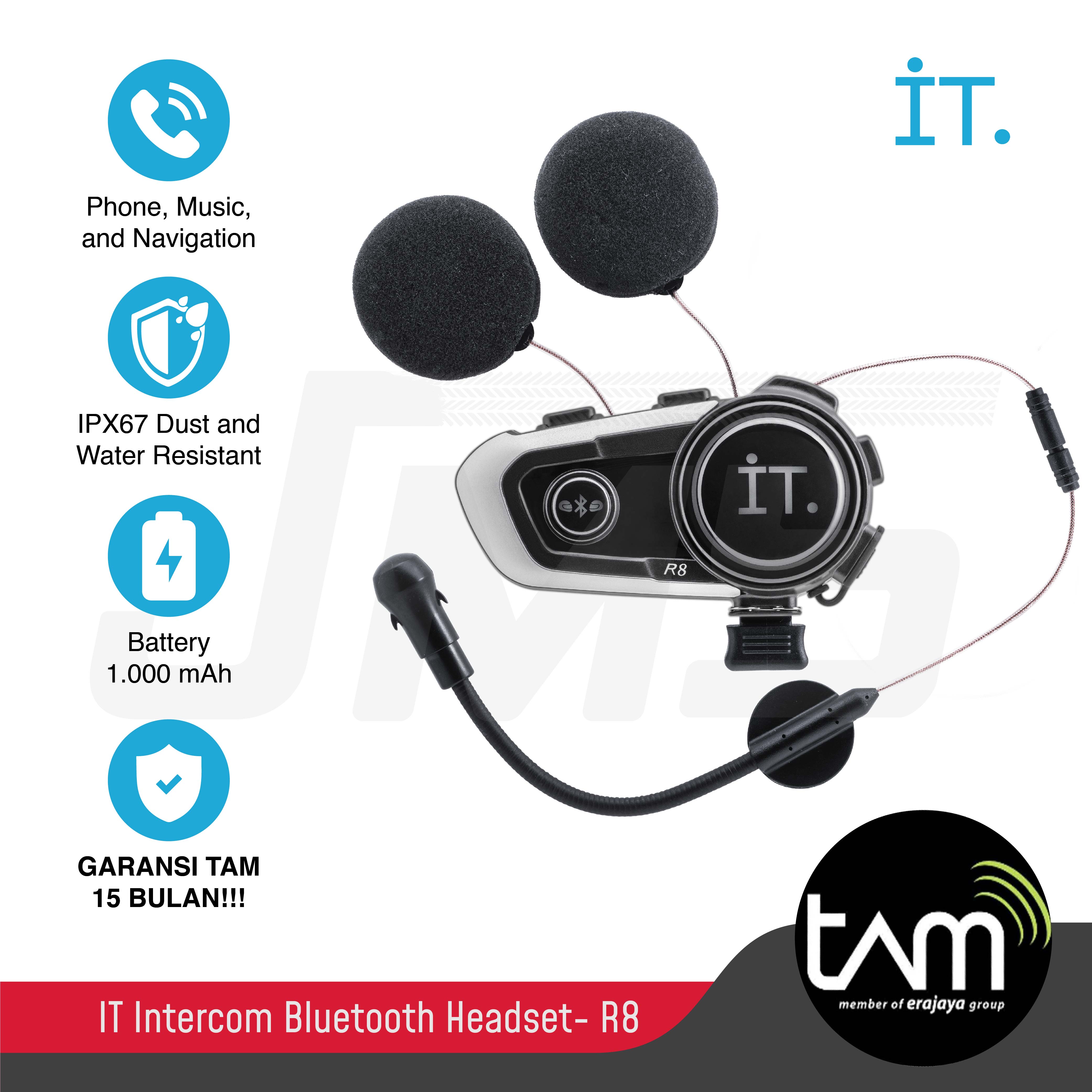 IT Intercom Bluetooth Helm R8 - GARANSI TAM 15 Bulan - Interkom Helm ...
