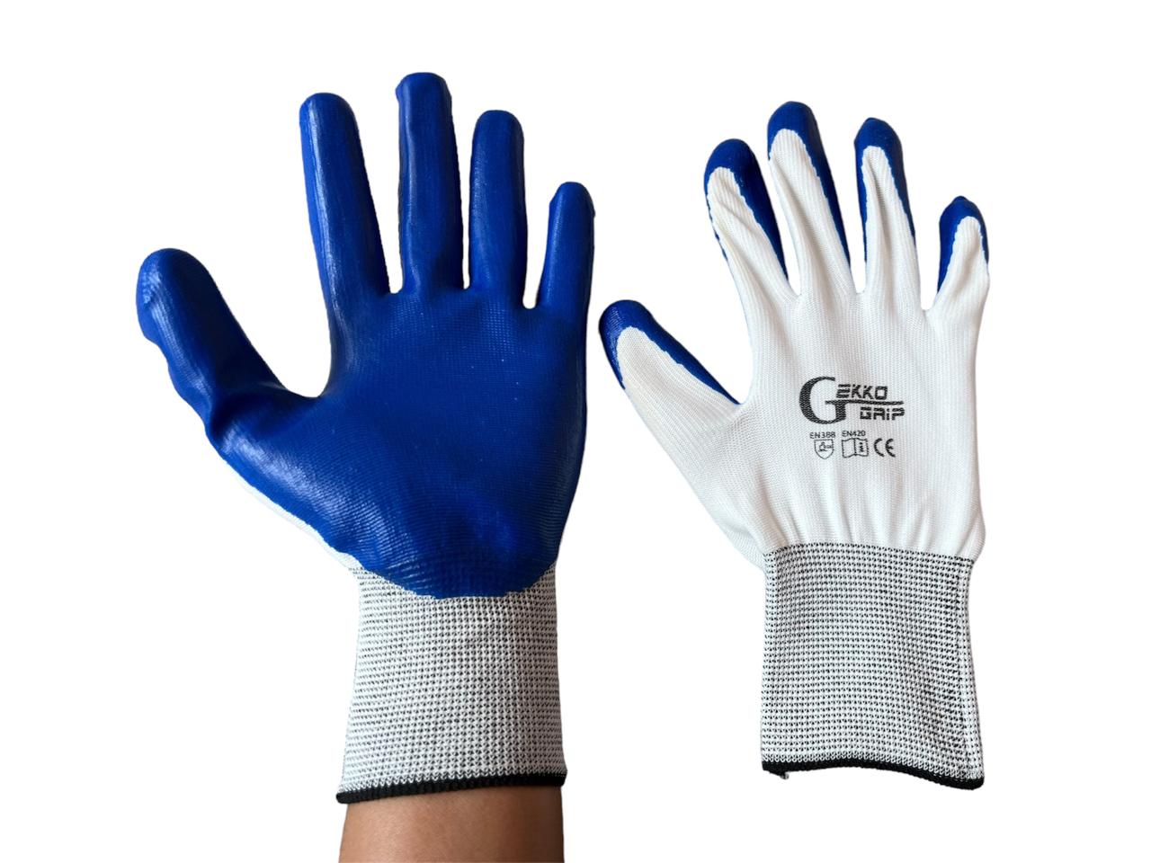 Sarung Tangan Antislip Nitrile Palm Coated NBR "GEKKO" Biru - Sarung ...