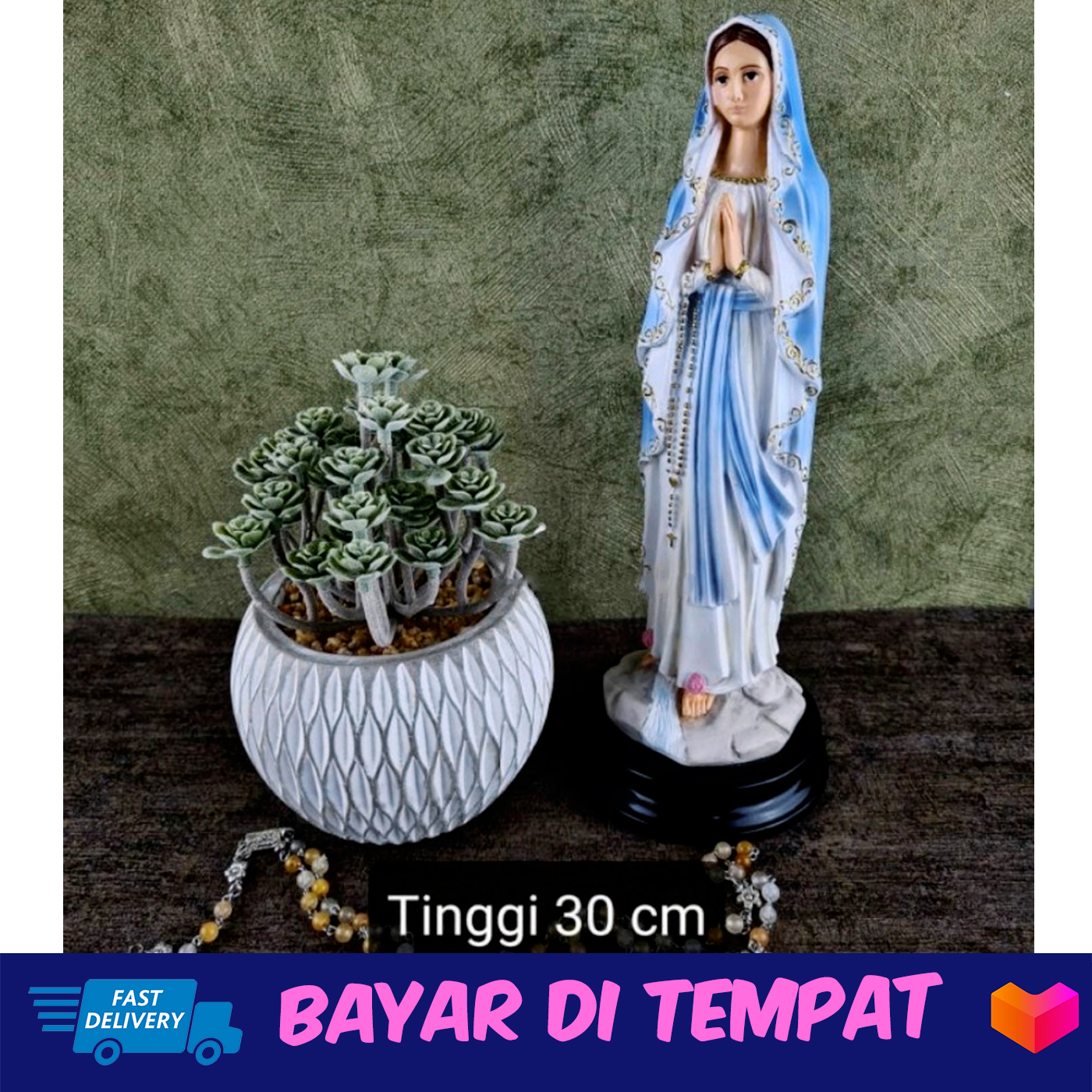 Patung Maria Lourdes Tinggi 30 cm / Barang Rohani Katolik | Lazada ...