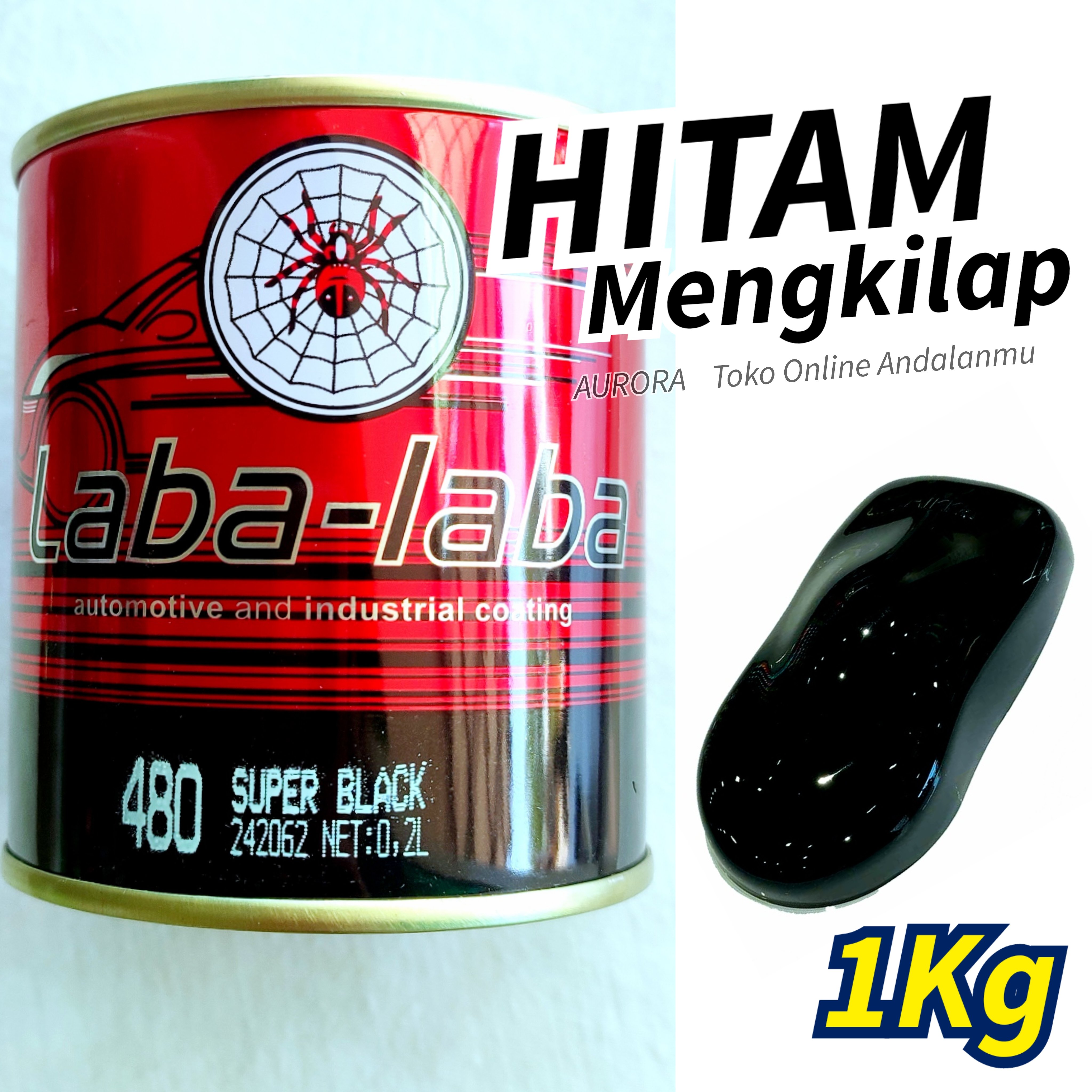 Cat Hitam Mengkilap Polos 1Kilo Laba Laba Spider Super Black 1Kg 1Liter ...