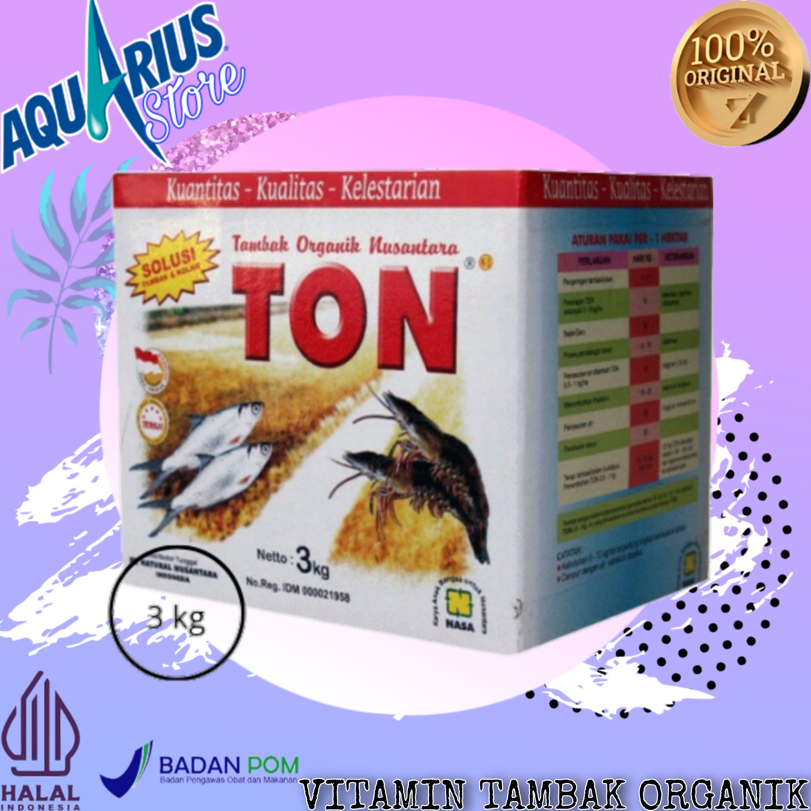 Suplemen Makanan Ikan Tambak Air Asin Dan Air Tawar TON Nasa Pakan ...