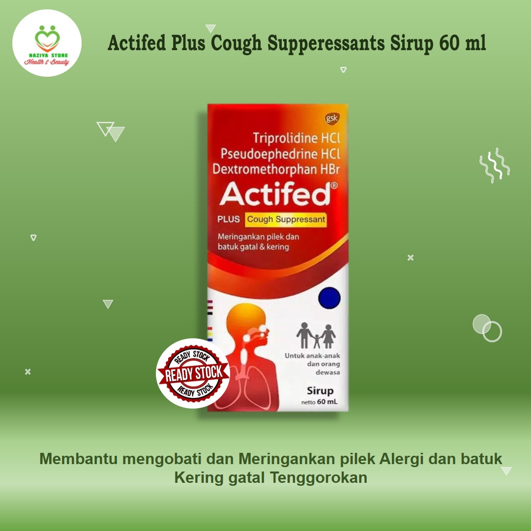 Actifed Merah Plus Cough Suppresant 60 ml Untuk pilek dan batuk gatal ...