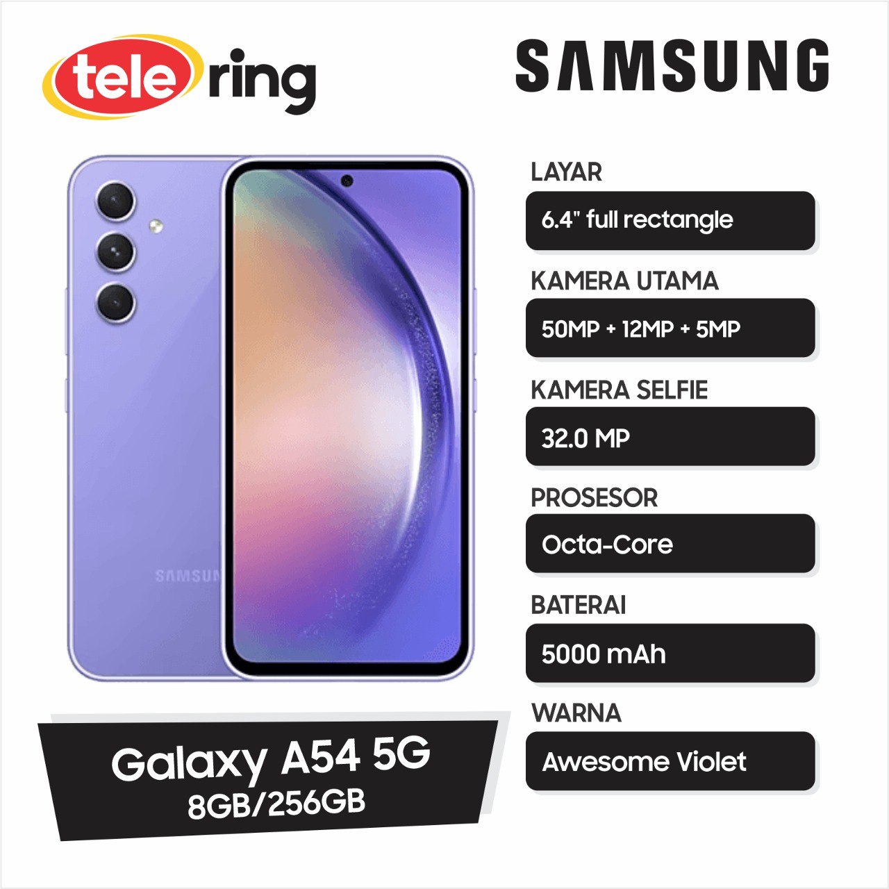 Samsung Galaxy A54 5G 8/256GB Awesome Violet | Lazada Indonesia