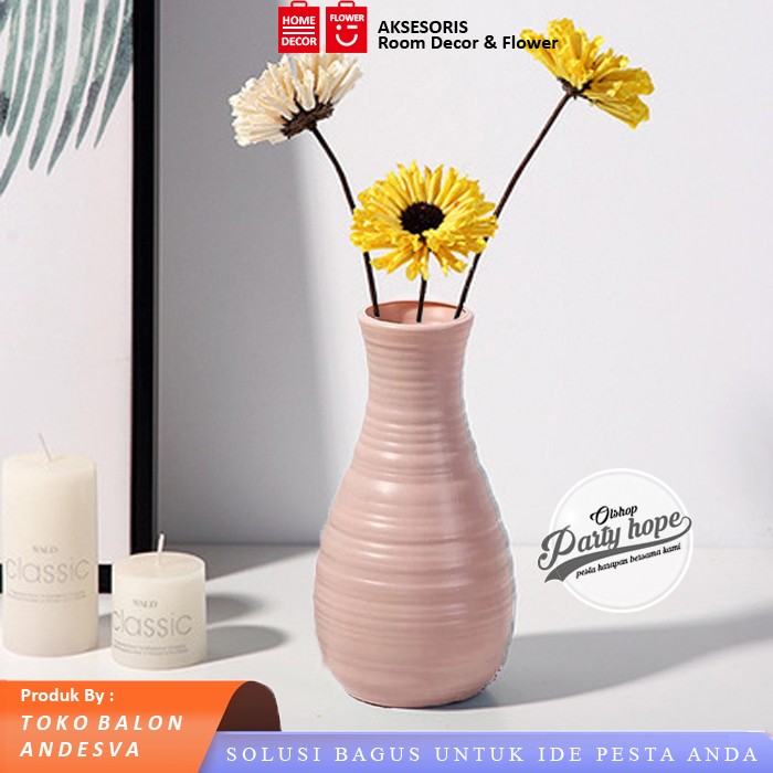 Vas Bunga Plastik Gentong / Pot Bunga Estetik / Hiasan Dekorasi Rumah | Lazada Indonesia