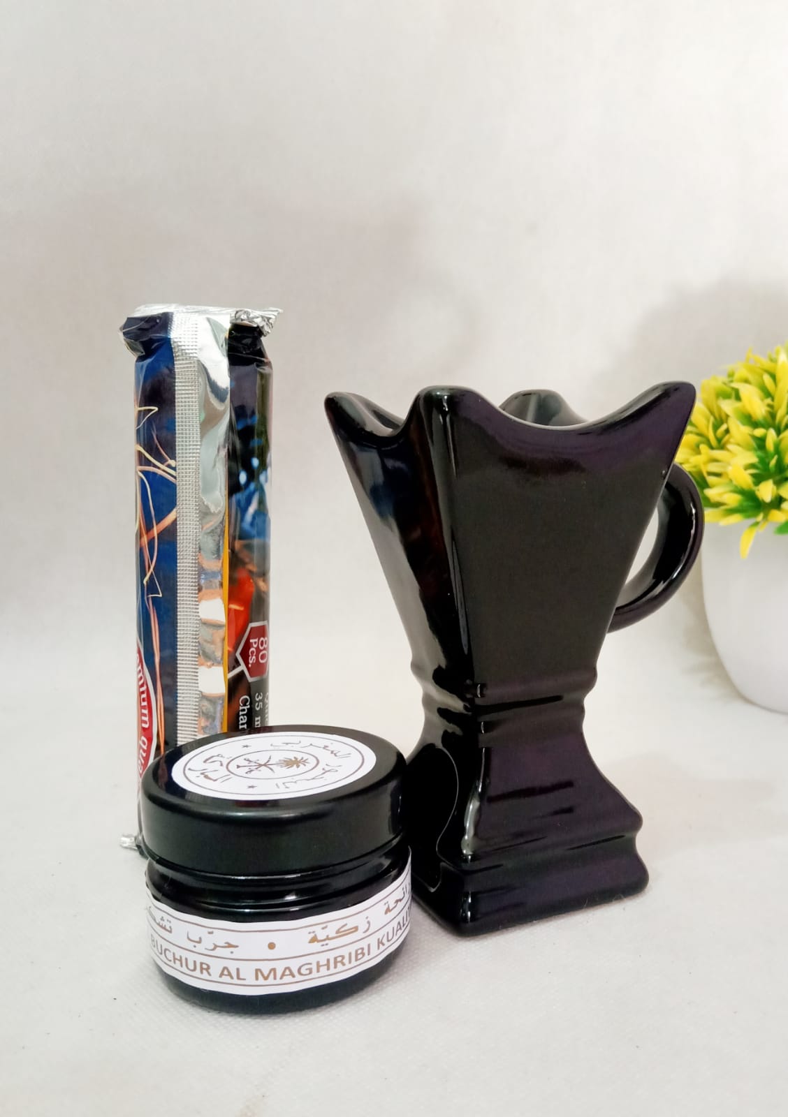 Tempat pembakaran bukhur / dupa manual keramik + Buhur +arang buhur ...