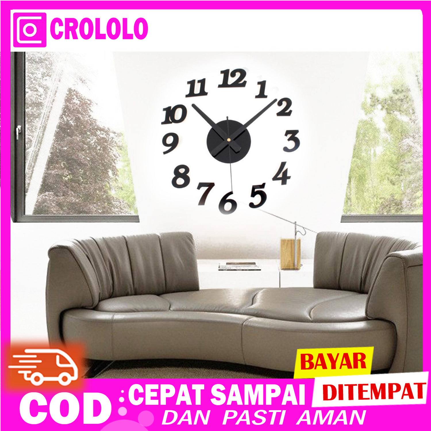 JAM DINDING BESAR ukuran jumbo tempel dinding DIY giant wall clock ...