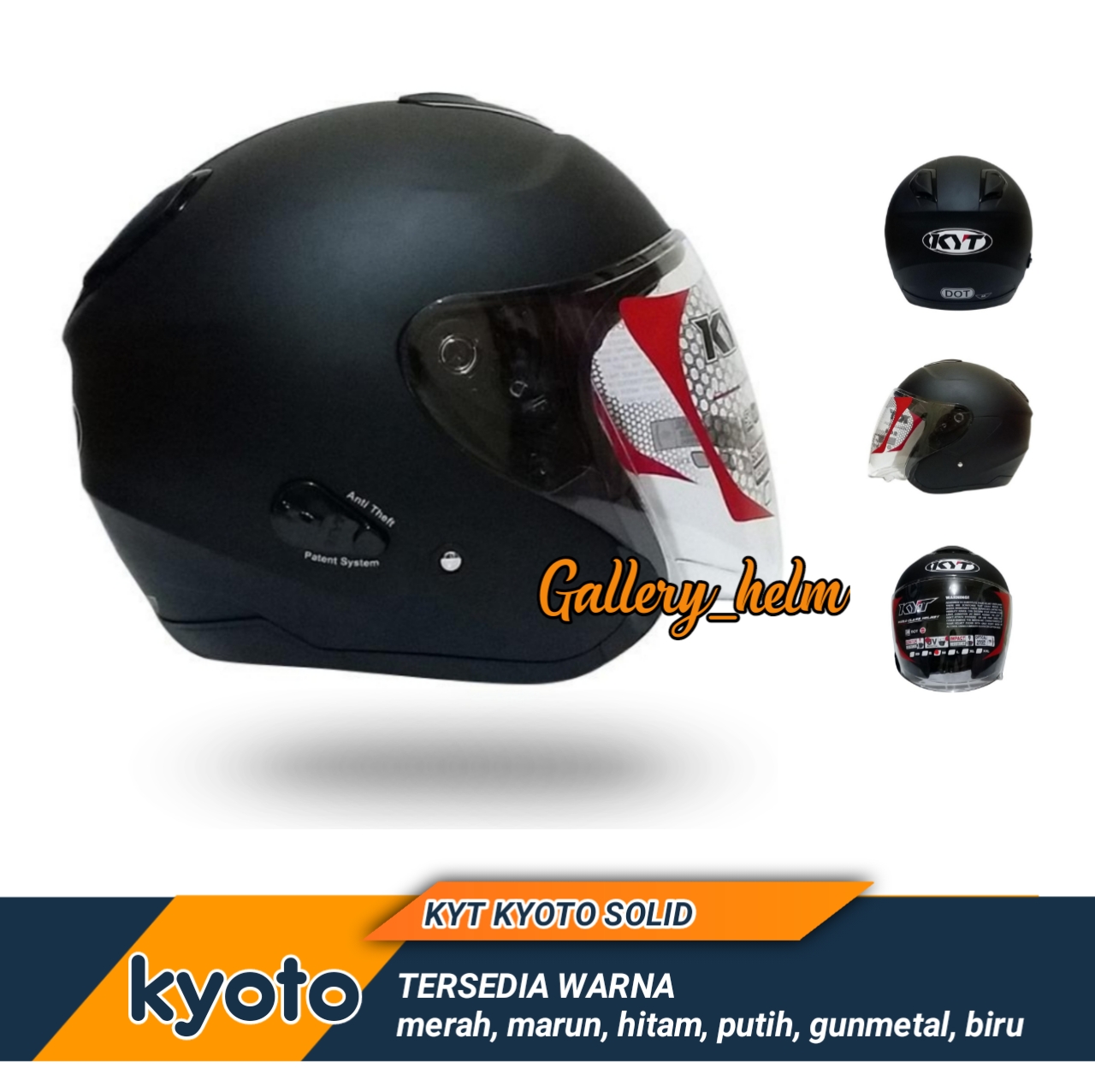 KYT KYOTO | HELM KYT KYOTO HITAM DOFF | Helm half Face | KYT KYOTO ...