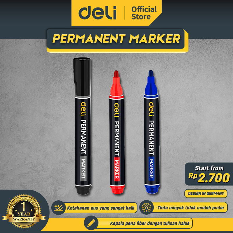 Deli Permanent Marker / Spidol Permanent Tinta Warna EDL-JH0X-E1 ...