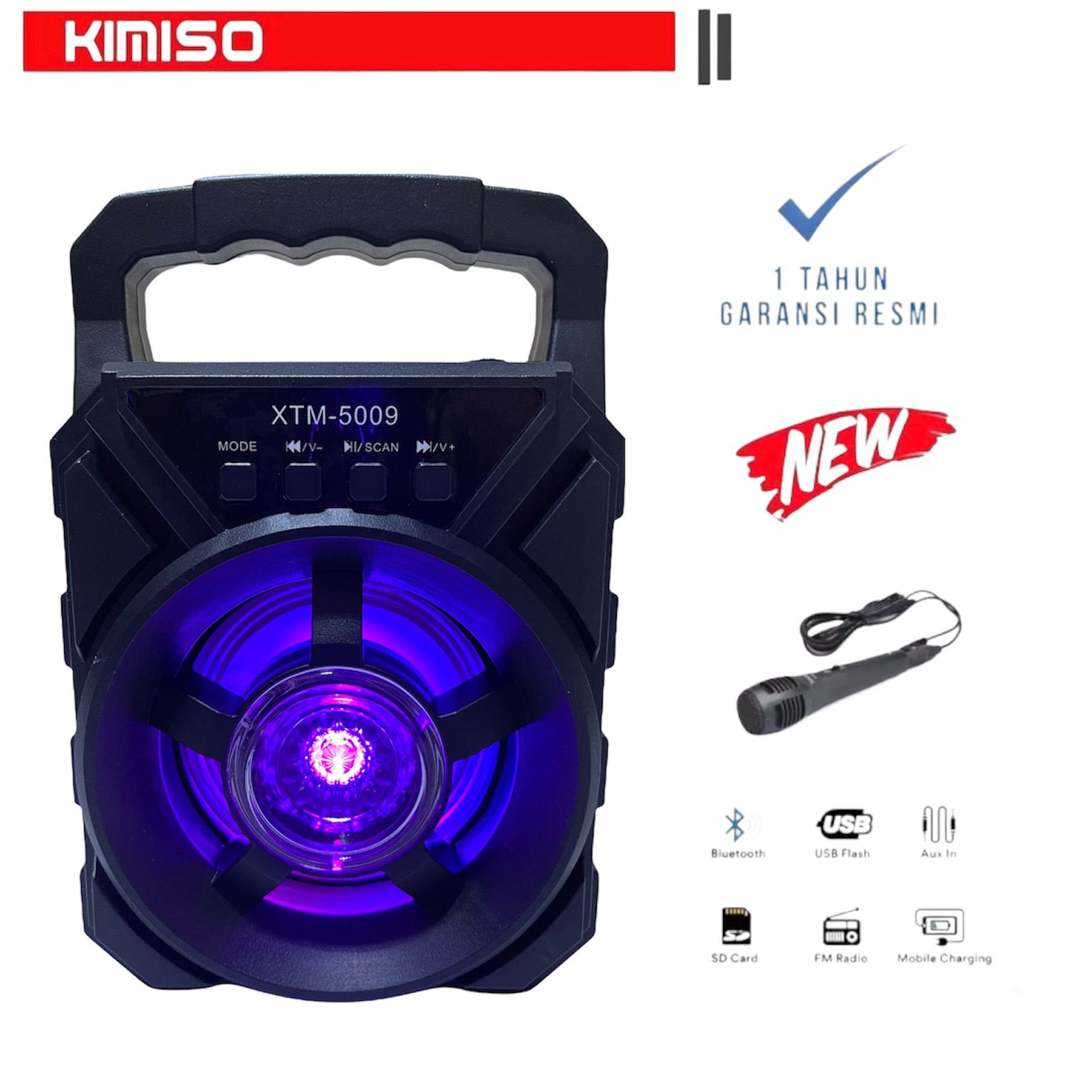 Speaker Bluetooth XTM-5009 Bonus Mic Karaoke Portable Super Bass ...