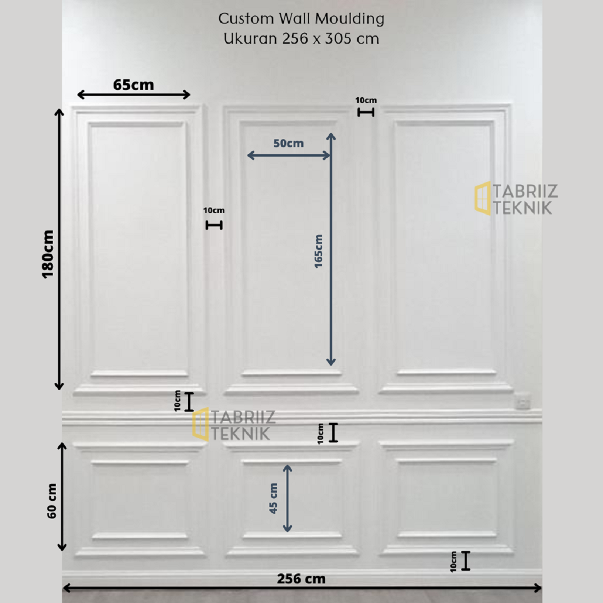 Custom Dekorasi Kayu Dinding Ukuran 256 x305 cm Wall Molding List ...