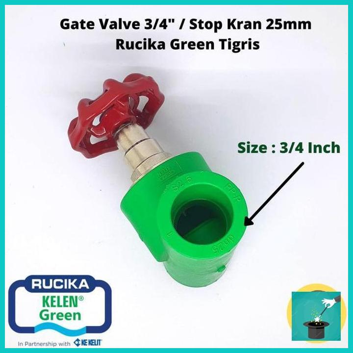 GATE VALVE 3/4" PPR STOP KRAN 25 INCH 25MM RUCIKA GREEN WAVIN TIGRIS ...