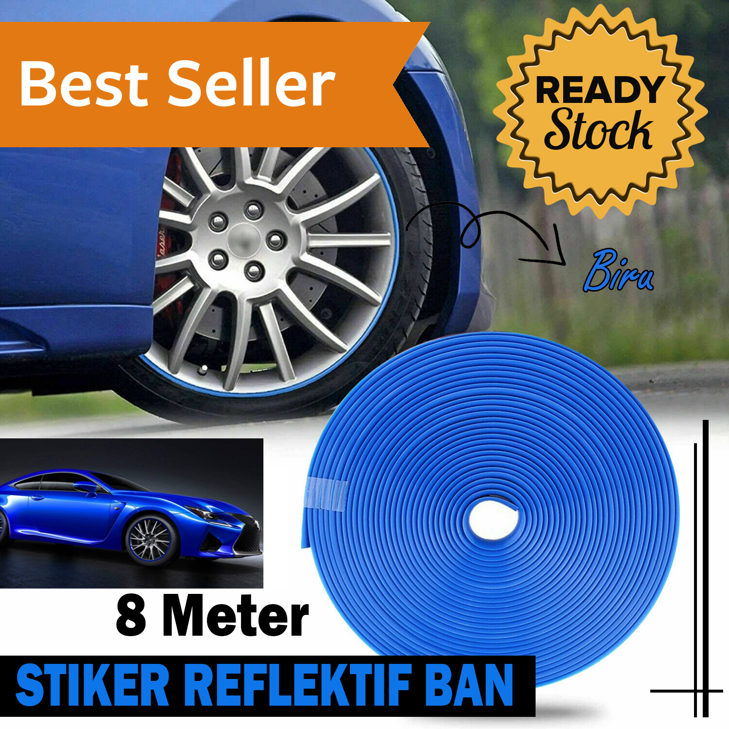 Stiker Reflektif Ban Mobil Car Tire List Sticker 8m Stiker Ban Mobil ...