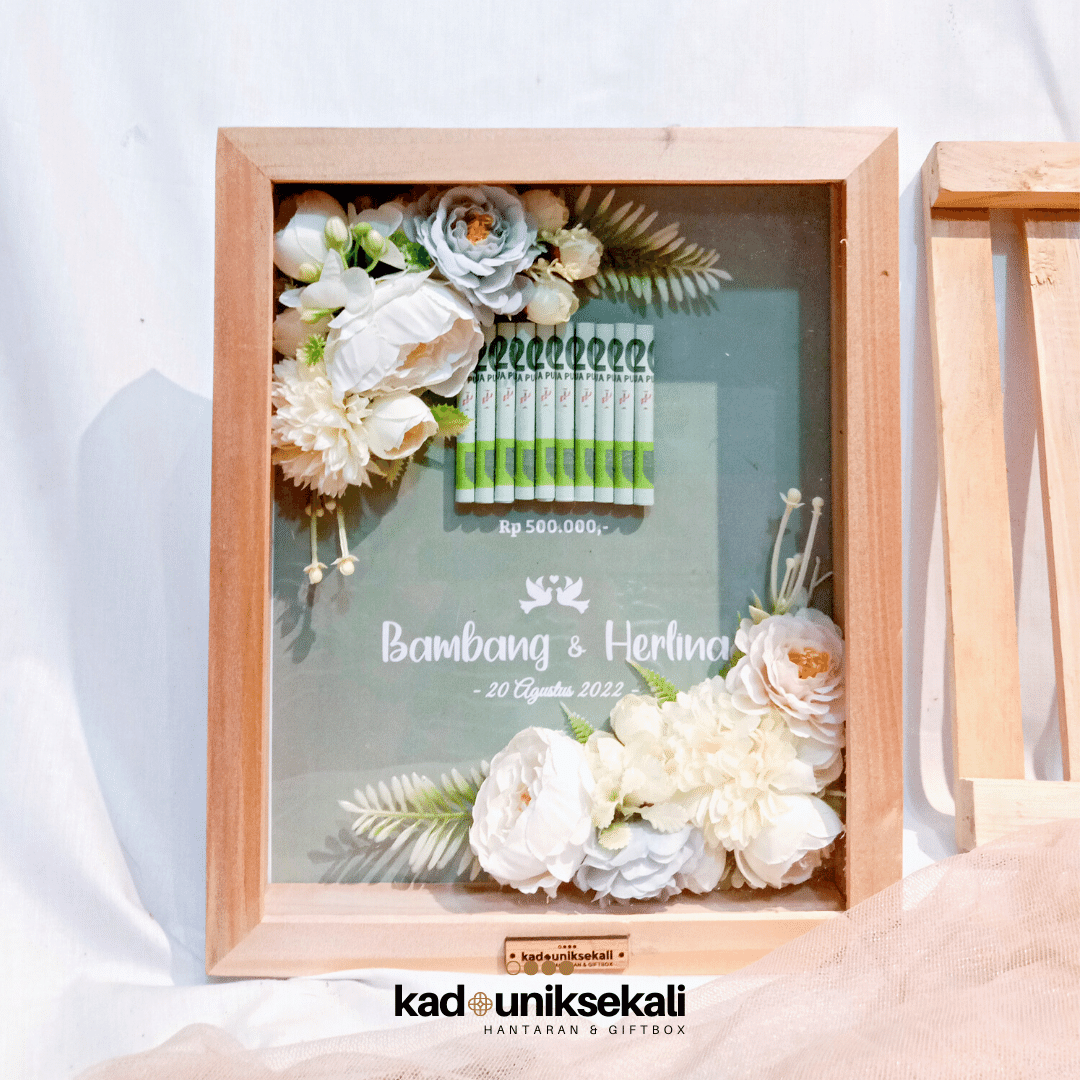 Bingkai Mahar Rustic Dried Flower Bunga Pastel 10R / Mahar Pernikahan ...