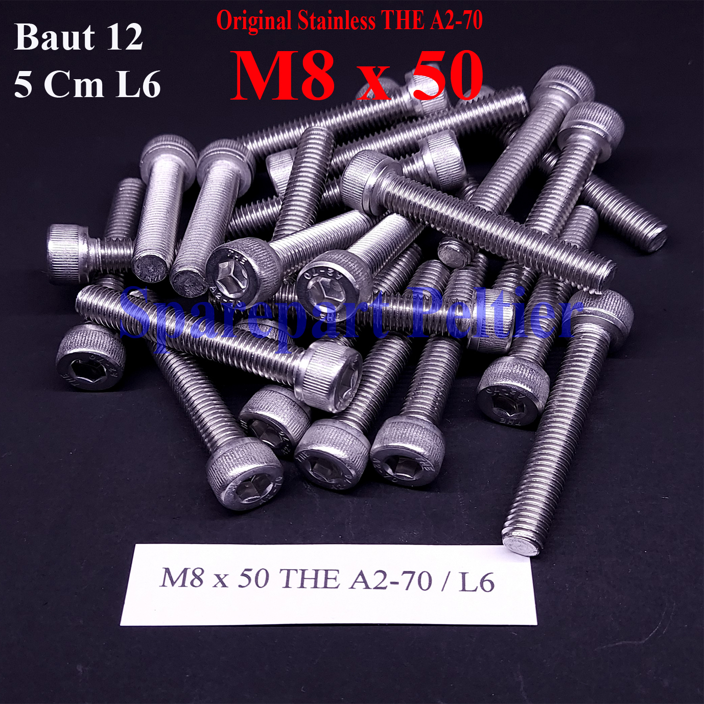 Baut L 6 stainless M8 x 50 M8x50 Drat 12 SUS 304 ORIGINAL THE A2-70 ...