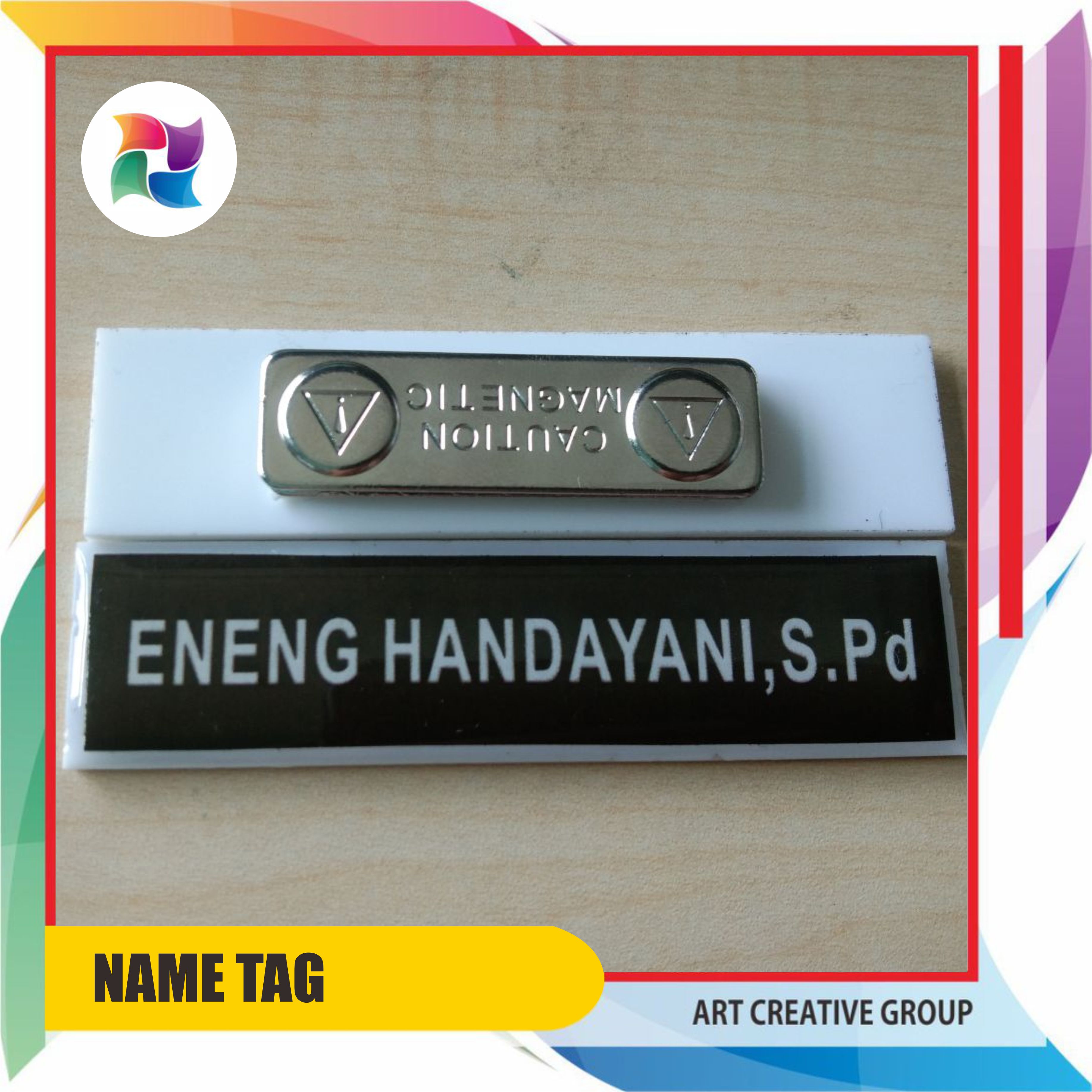 Papan Nama Dada PDH PNS Siswa Akrilik / Name Tag Gravir PAKU Magnet ...