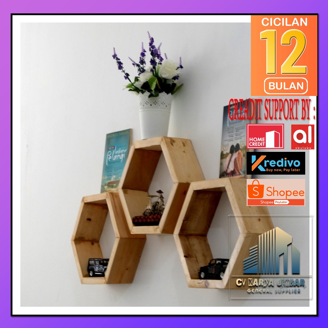 Rak Dinding Hexagonal Segi Enam Dekorasi Hiasan Rumah Lazada Indonesia