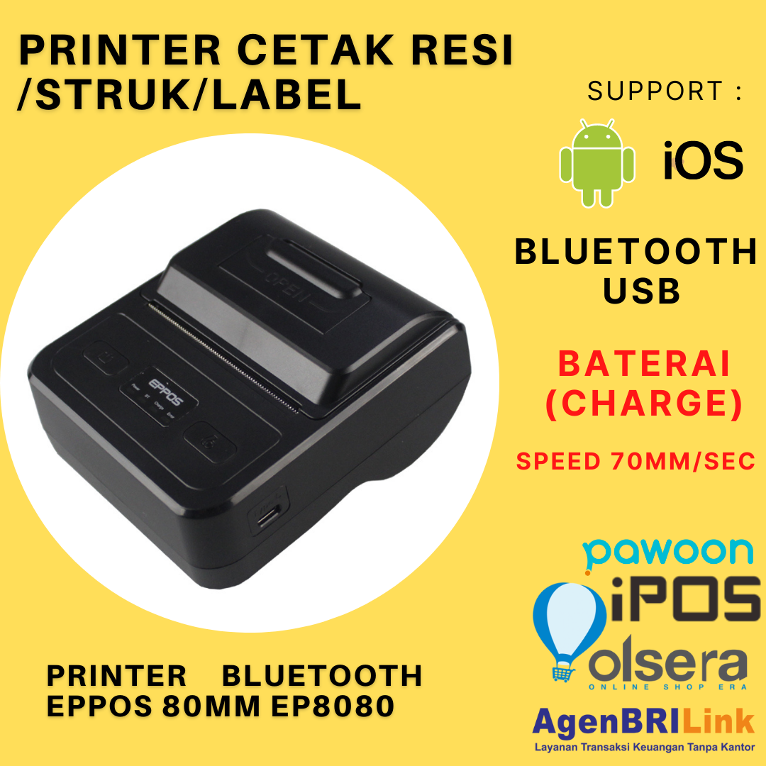 Mini Printer Bluetooth EPPOS 80mm EP8080 Cetak Resi dan Struk | Lazada Indonesia