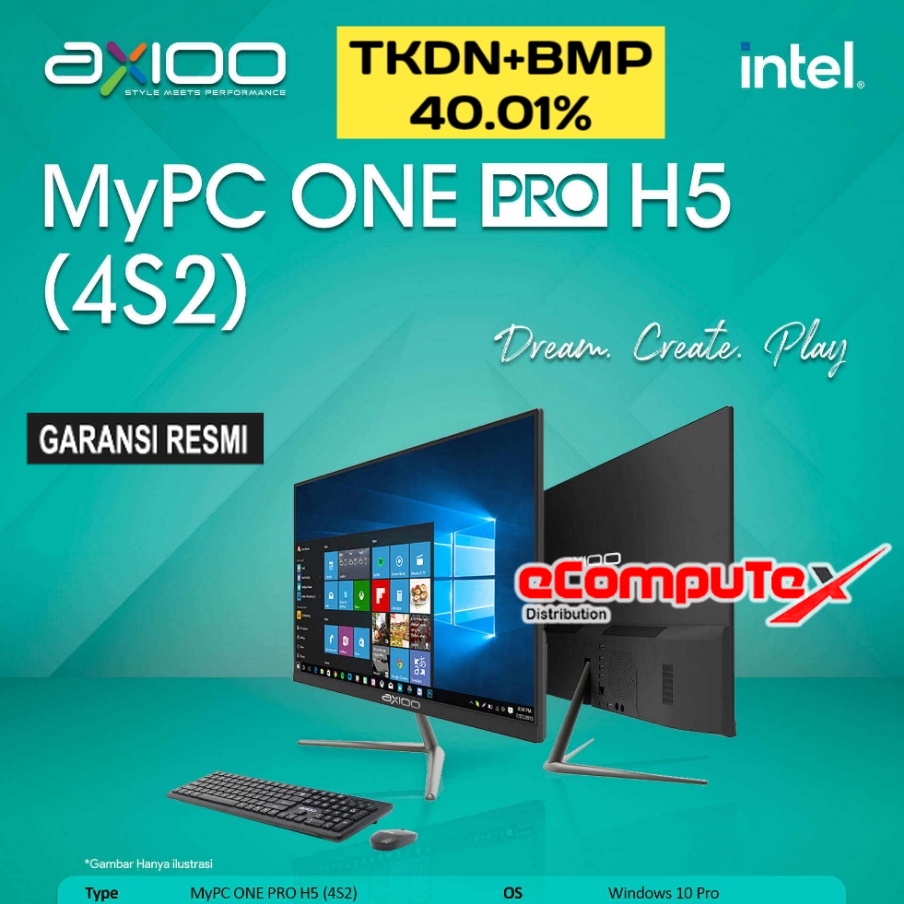 PC AIO AXIOO MYPC ONE PRO H5 (4S2) 4GB RAM 256GB SSD INTEL CORE i5 TKDN ...