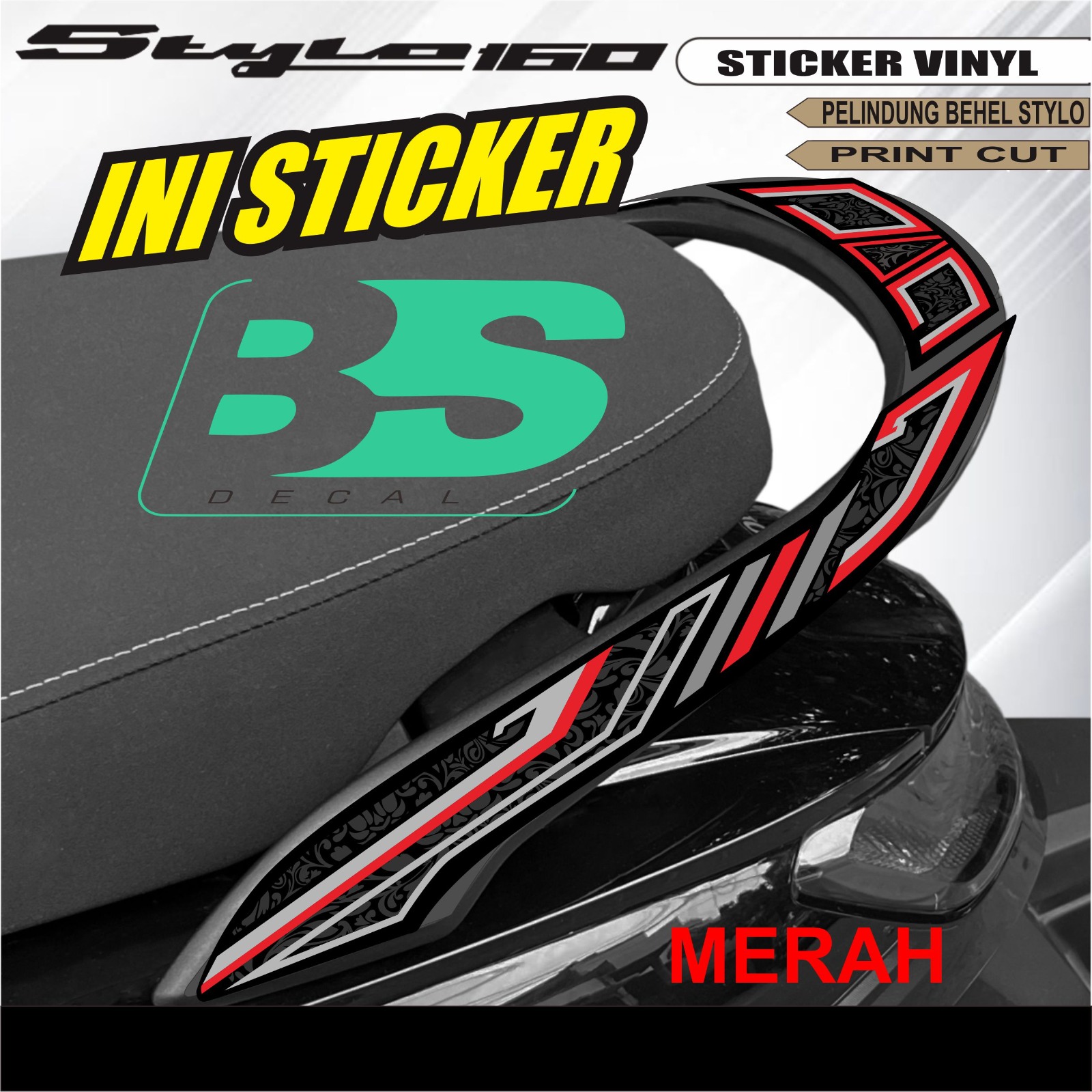 STRIPING STICKER VINYL BEHEL MOTOR STYLO 160 NEW 2024 .PELINDUNG BEHEL ...