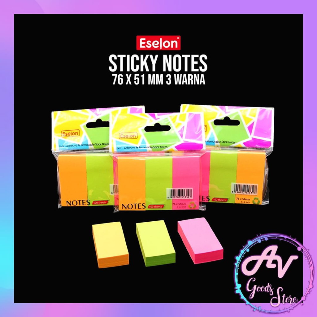 STICK NOTE / STICKY NOTES ESELON 3 WARNA 76*51mm | Lazada Indonesia