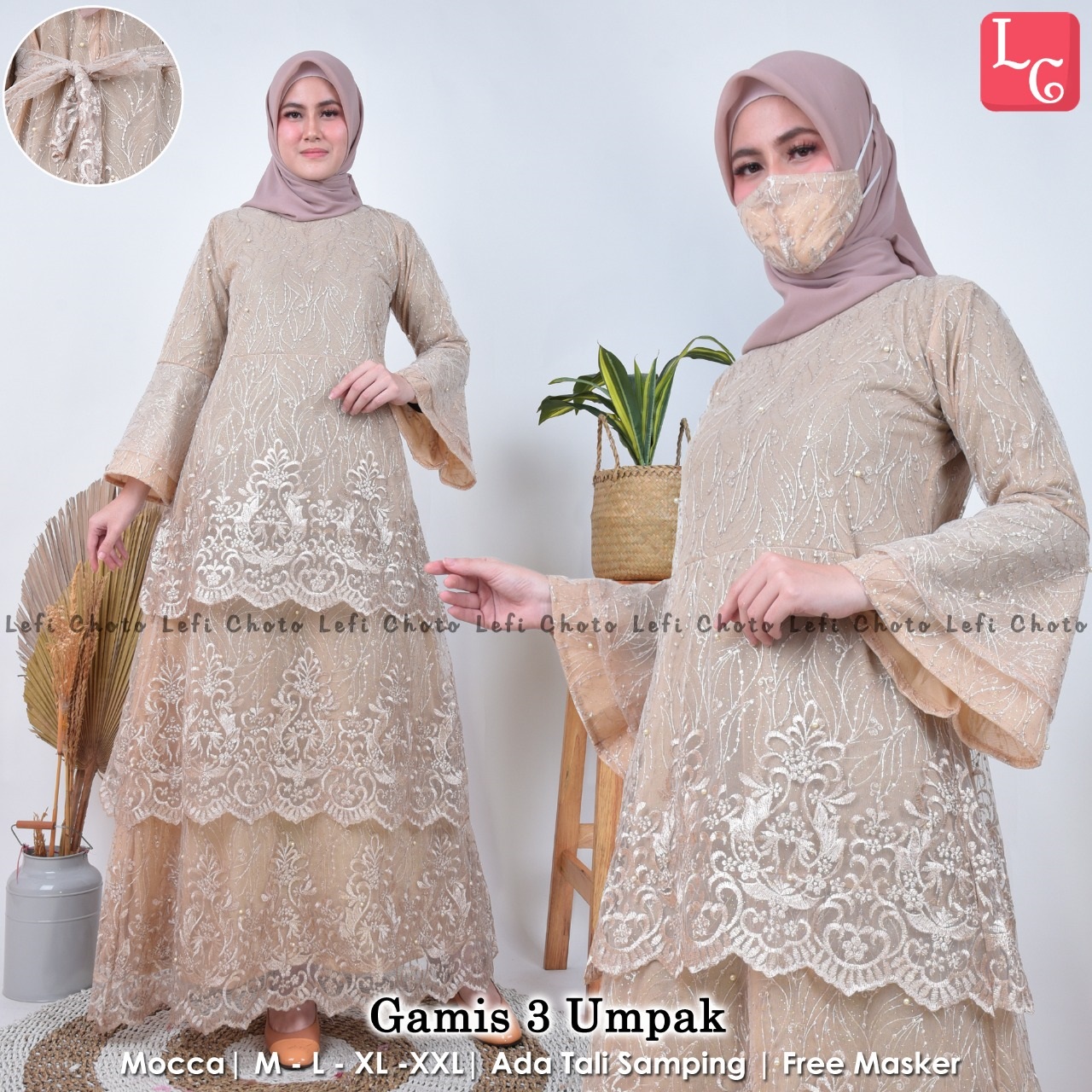 GAMIS TILE BORDIR TERBARU MODERN 3 umpak TUMPUK UNTUK PESTA KONDANGAN ...