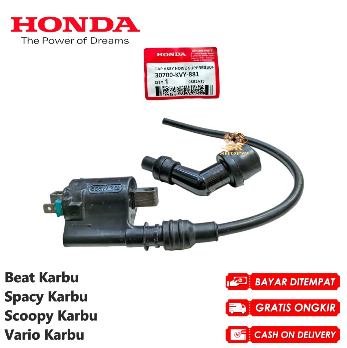 Coil Koil Pengapian Beat Spacy Scoopy Vario Karbu Bonus Cangklong Busi ...