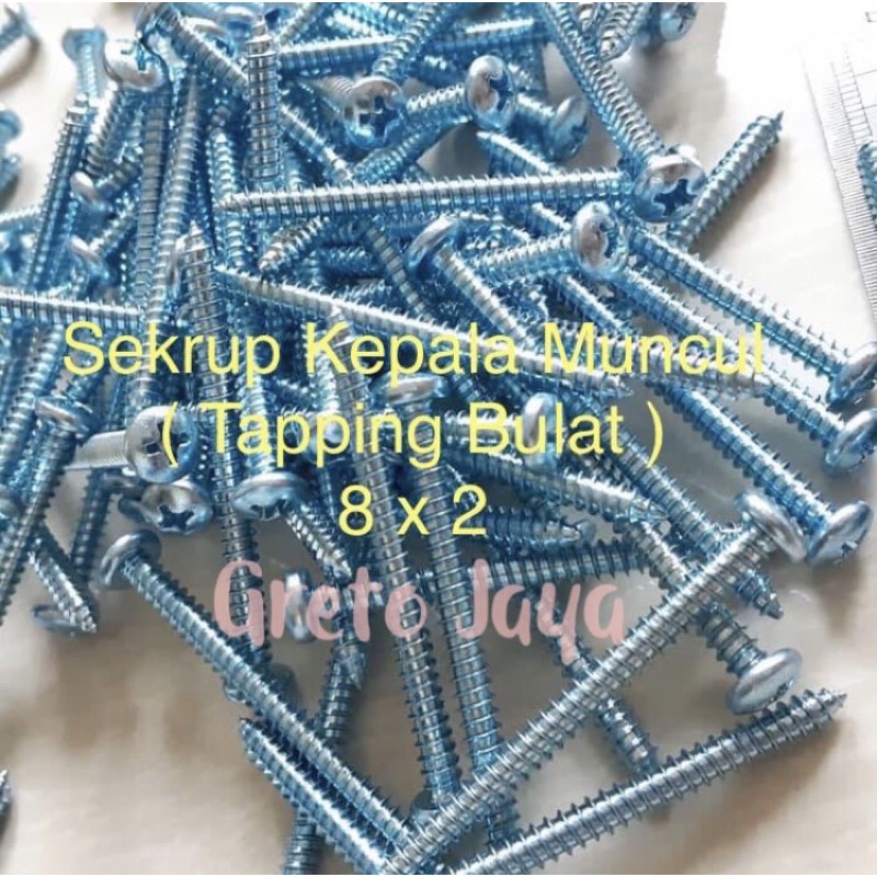 ( 8x2 50bj ) Sekrup Muncul 5cm Skrup Bulat Aluminium Taping 8 x 2 ...