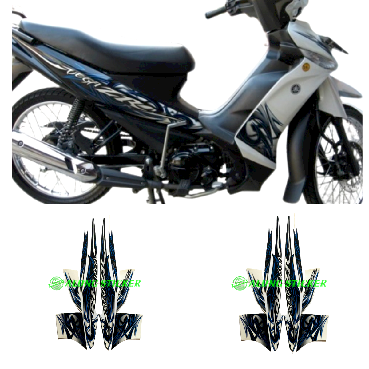 STIKER STRIPING LIST LES BODY MOTOR YAMAHA VEGA ZR 2010 WARNA HITAM ...