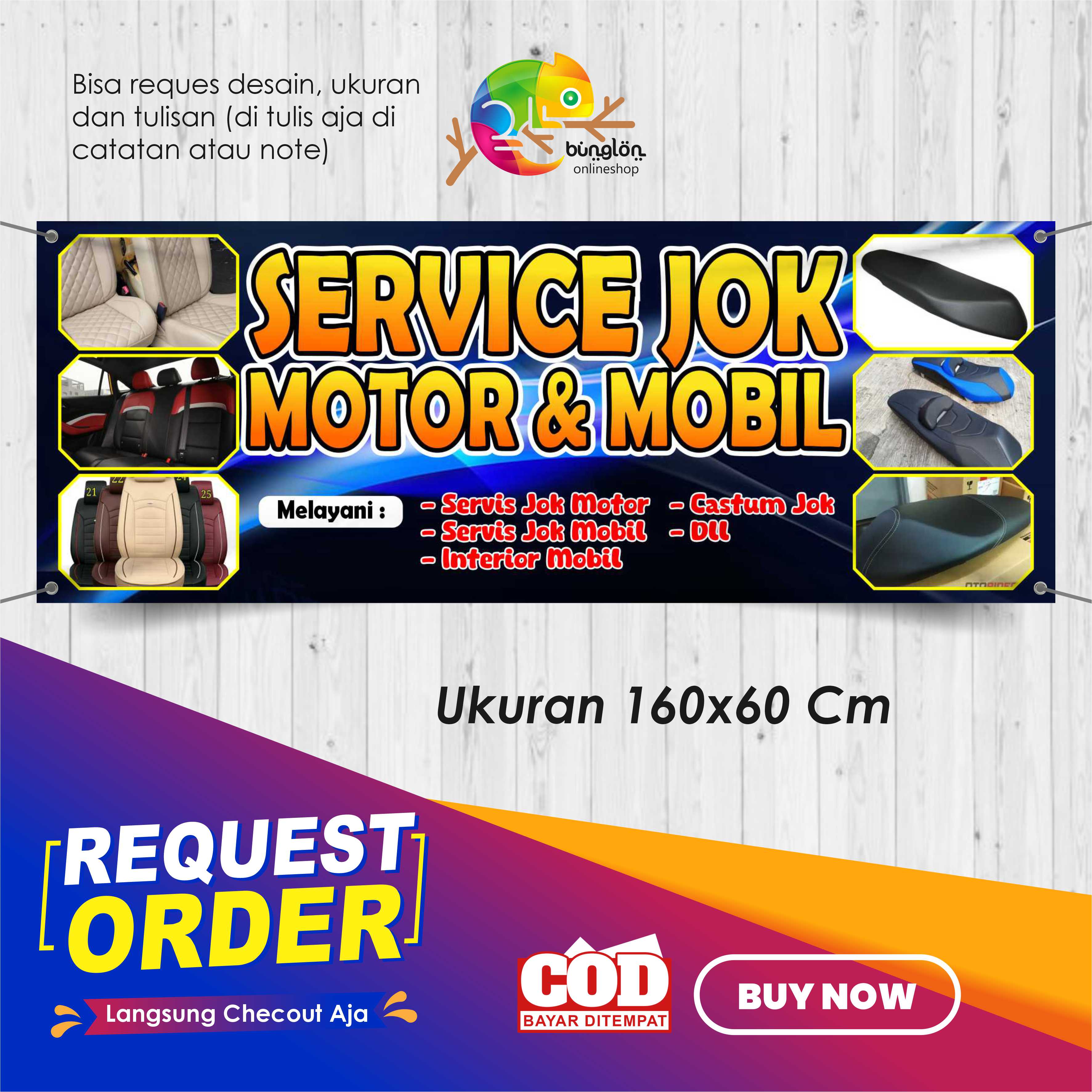 Spanduk Banner 160x60 Service Jok Motor dab Mobil Custom Desain ...