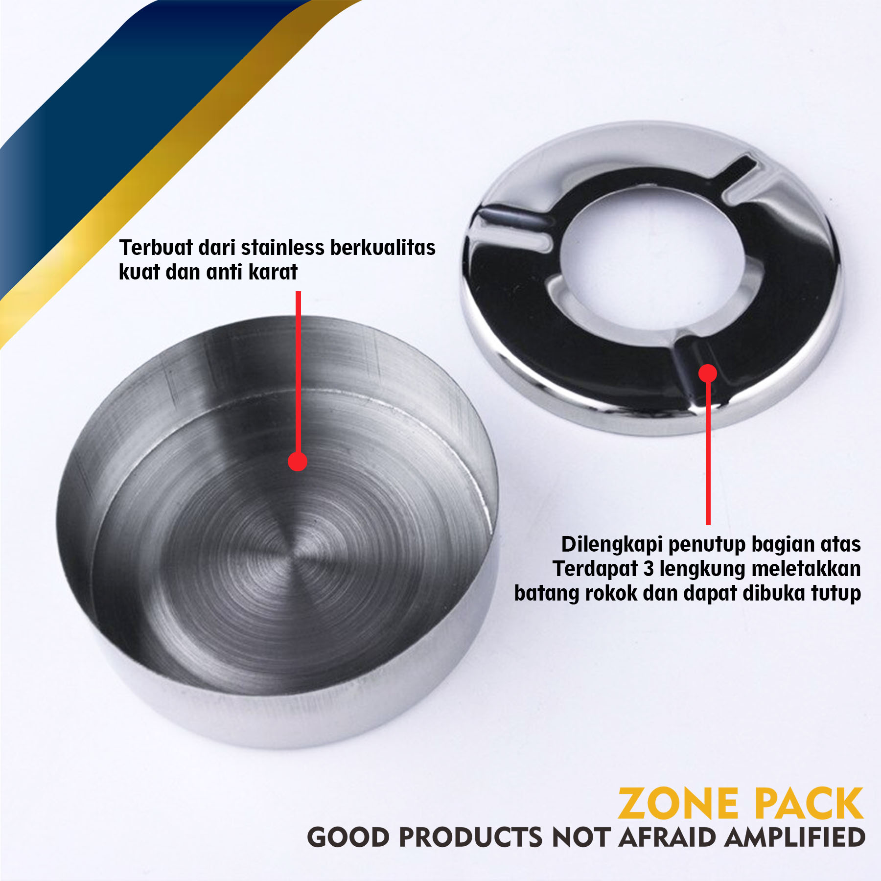 Asbak Tutup Silver | Asbak Rokok Bulat Stainless | Asbak Rokok Silver ...