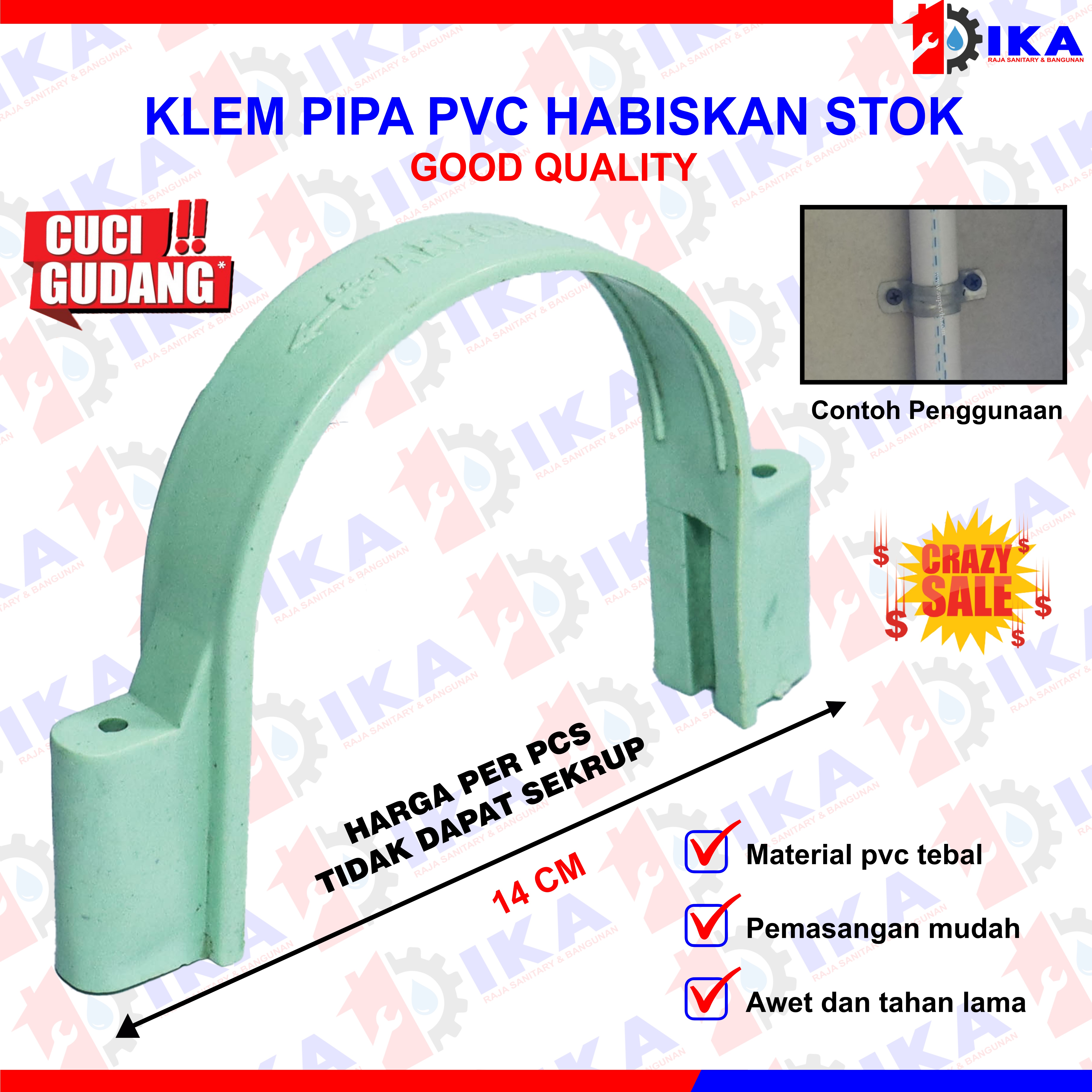 CRAZY SALE | Klem Pipa PVC 3“ Per PCS / Klem Pipa Air Plastik 3 Inci ...