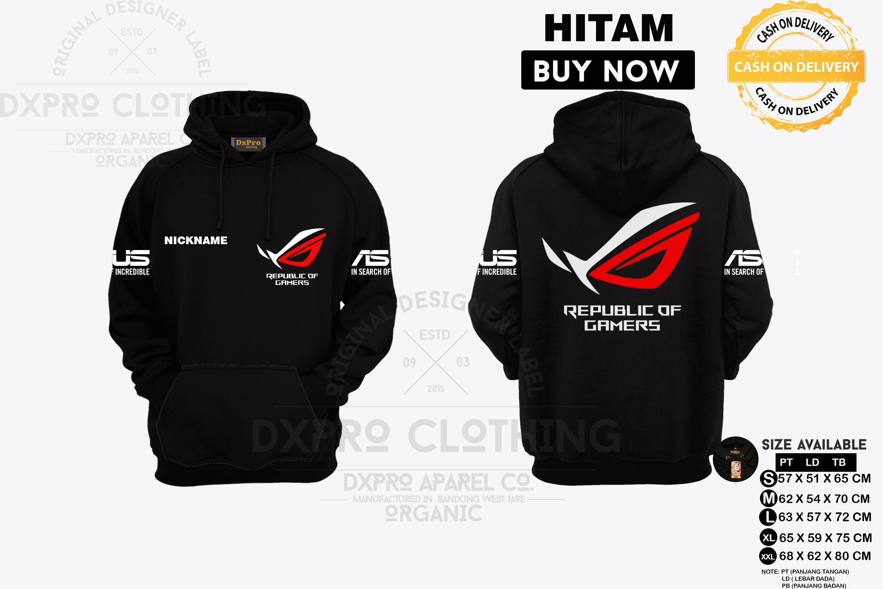 Jaket Sweater Hoodie GAMING ROG FREE NAME | Lazada Indonesia