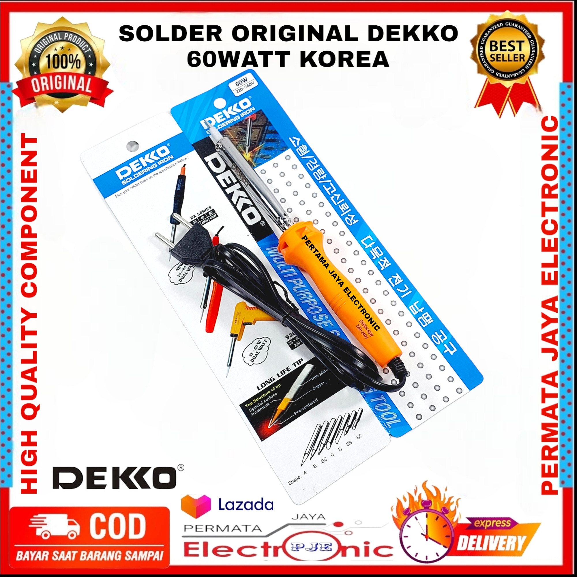 SOLDER DEKKO 60 WATT/SOLDERING IRON DEKKO 60 W / SOLDER BAGUS 60W DEKKO ...