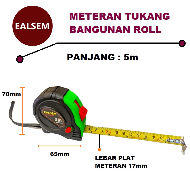 Meteran Berkualitas 5 Meter 3 Meter / Meteran Alat Ukur Measuring Tape ...