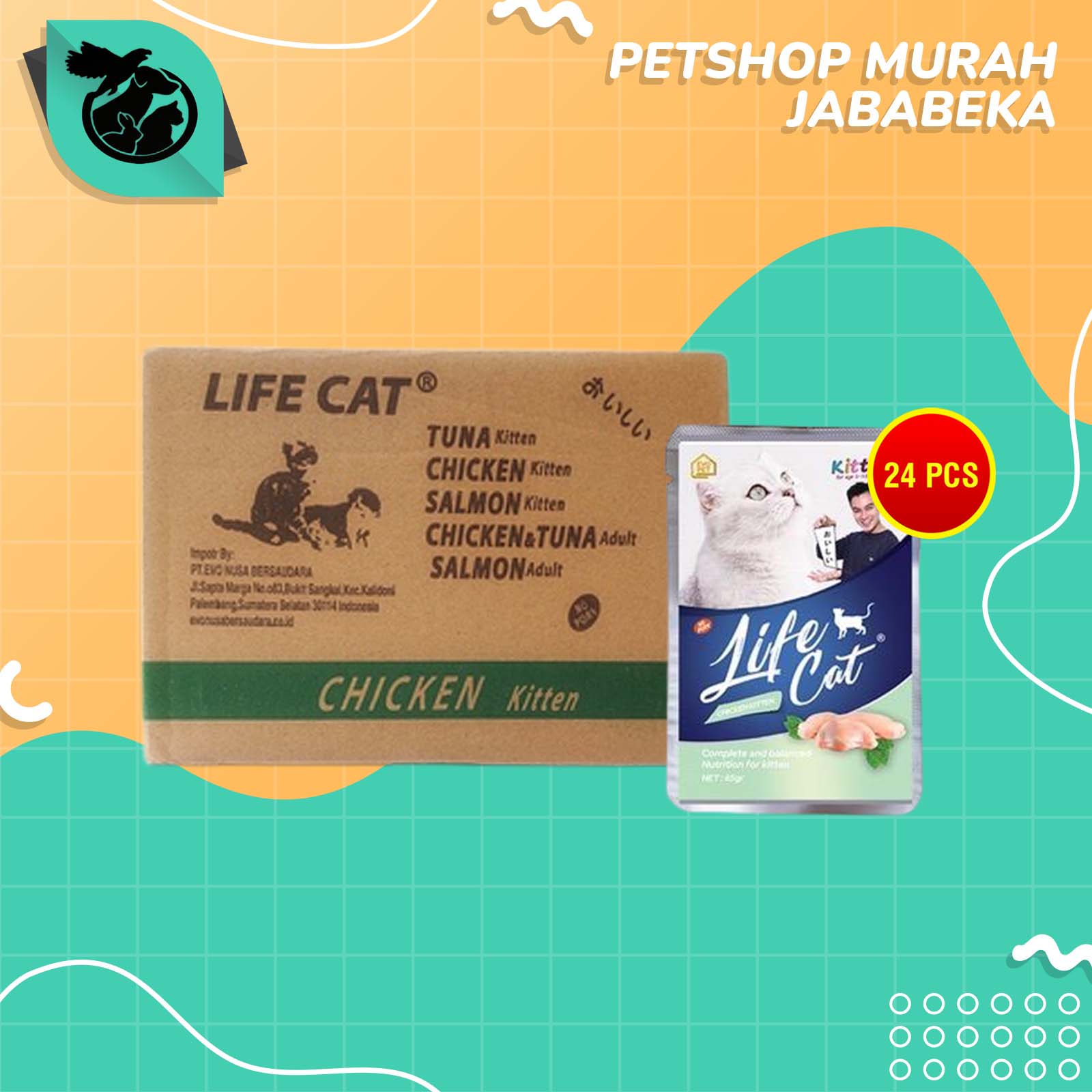 Makanan Basah Kucing Life Cat Sachet Pouch Grosir Dus isi 24 PCS 85 GR ...