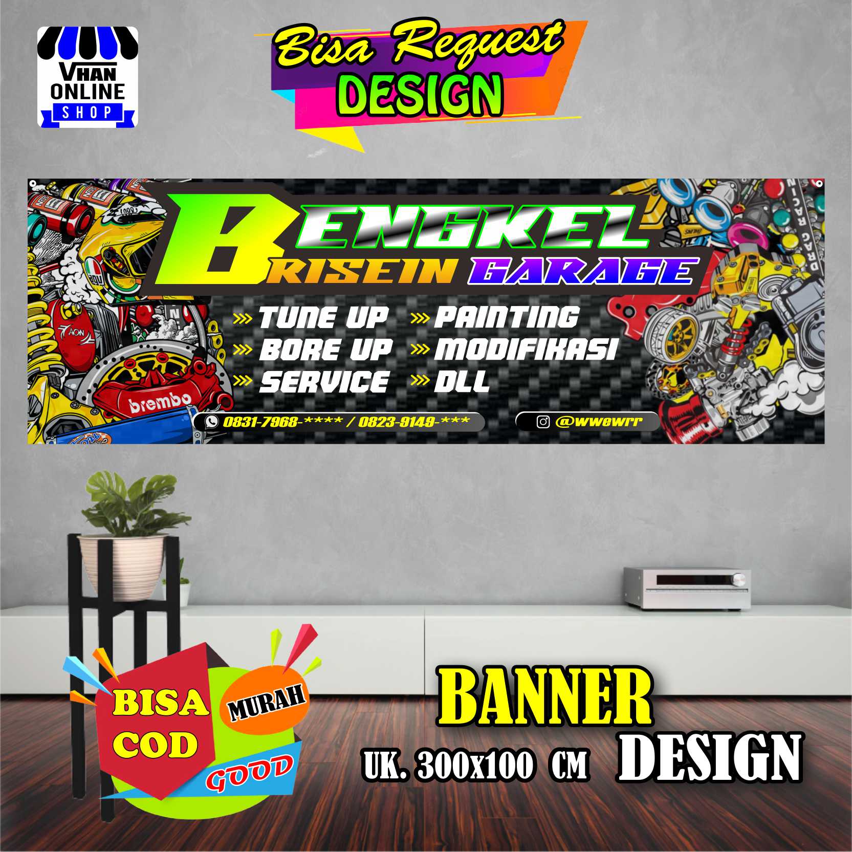 Spanduk Banner Bengkel Motor Model Terbaru B, Jualan Sparepart Motor ...