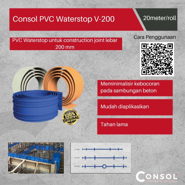 Consol Waterstop V-200 20m/roll Penahan Tekanan Air Yang Tinggi Melalui Konstruksi dalam ...