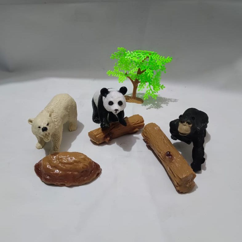 Cod Mainan Hewan Binatang Karet Animal Figure Beruang Gorila dan Panda ...