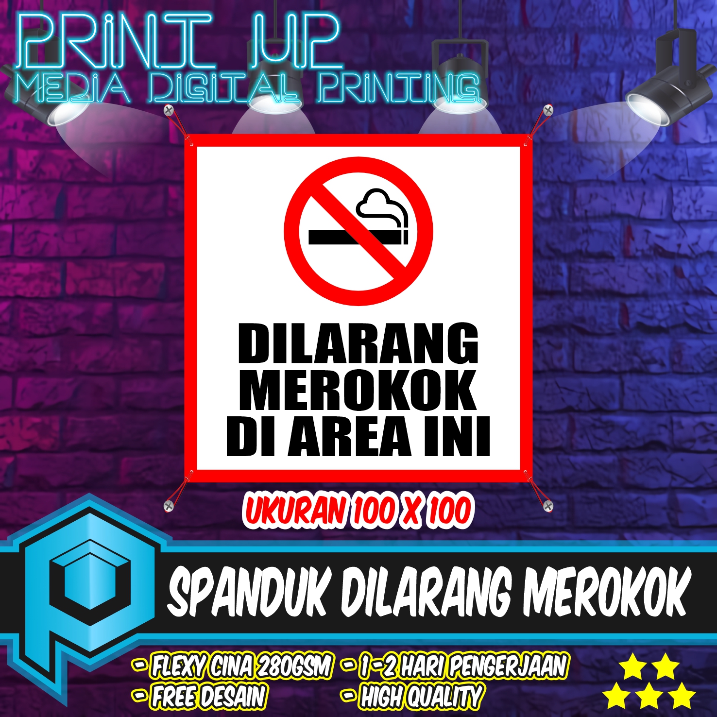 Banner Spanduk DILARANG MEROKOK / Spanduk DILARANG MEROKOK / Ukuran 1 ...