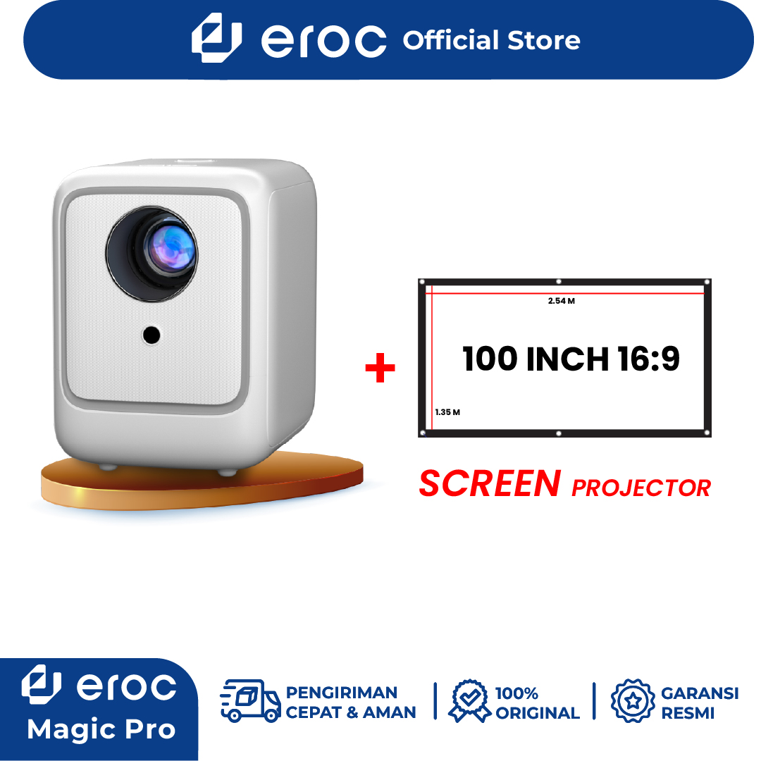 EROC MAGIC PRO Mini Projector Full HD Decoding 2800 Lumens Android IOS ...