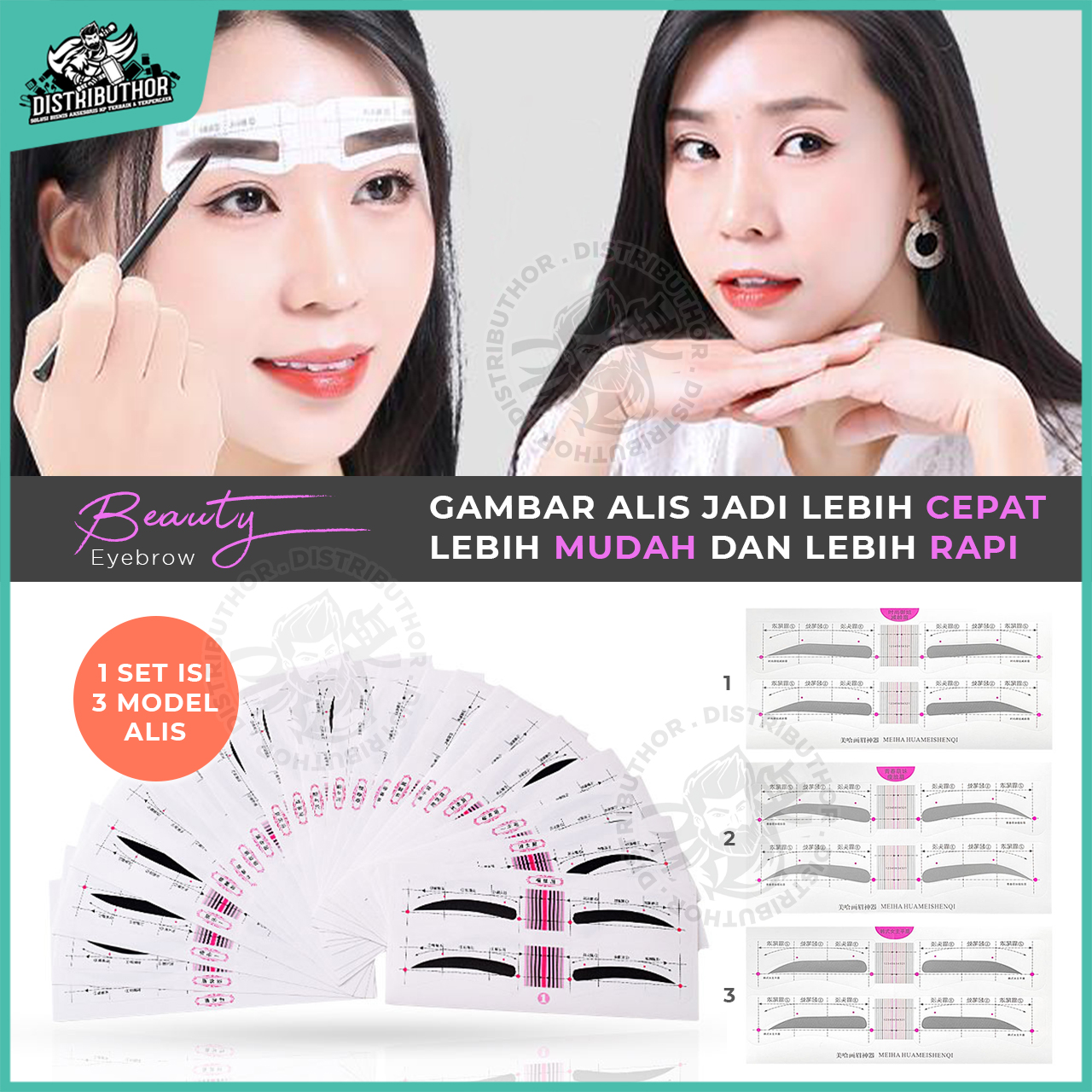 Cetakan Alis Penggaris Stiker Tempel Perapih Bentuk Alis Eyebrow Ruler Sticker Alat Bantu Gambar ...