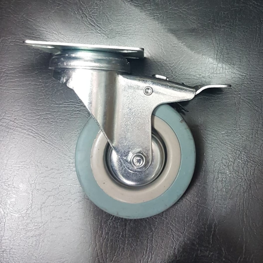 Roda Troli Troly Trolly Karet Abu 3 Inch Hidup Rem Plat Lazada Indonesia