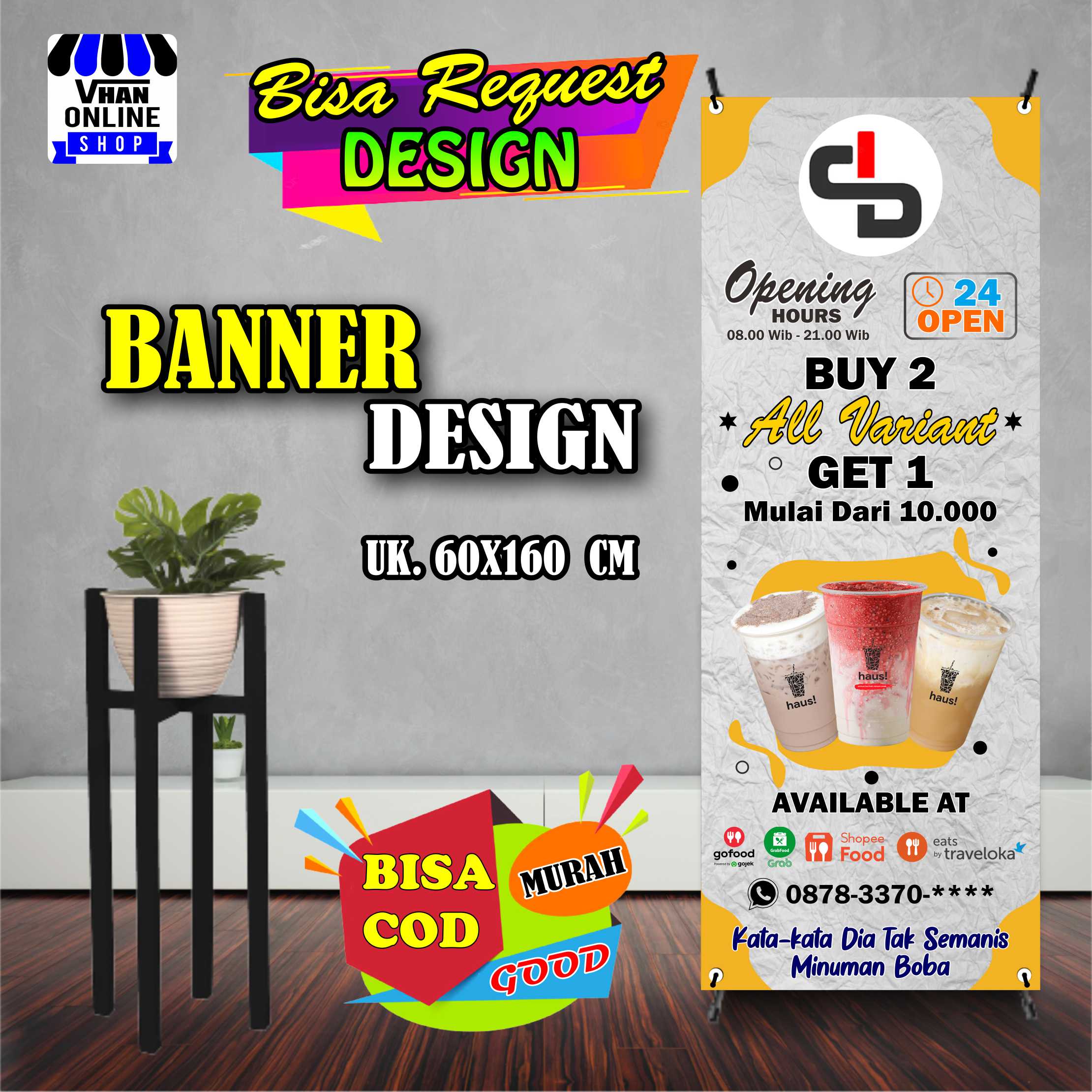 Spanduk Banner Jualan Minuman Keninian, Minuman Haus, Minuman Dingin ...